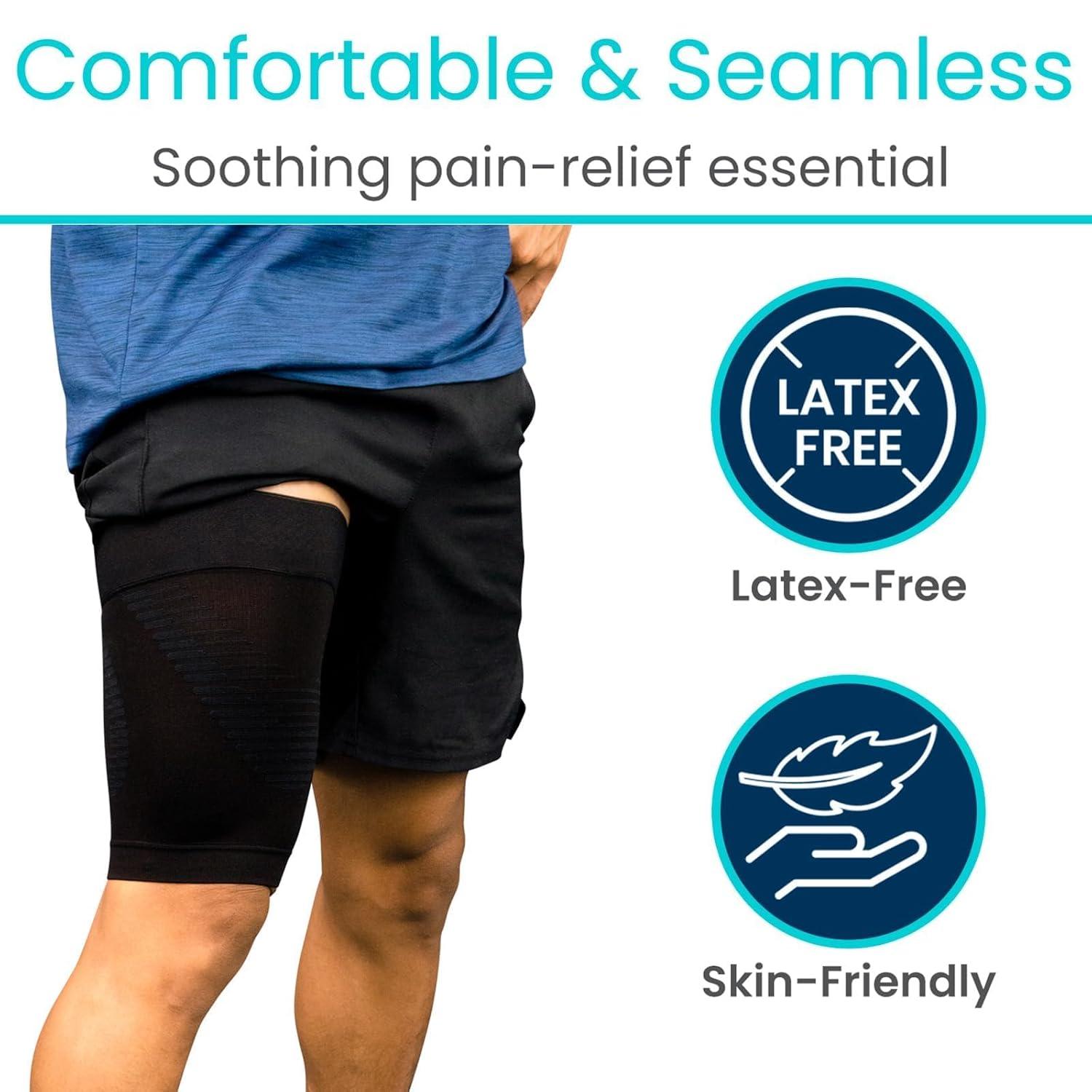Vive Thigh Compression Sleeve (2 Pack) - Breathable Hamstring Brace for ...