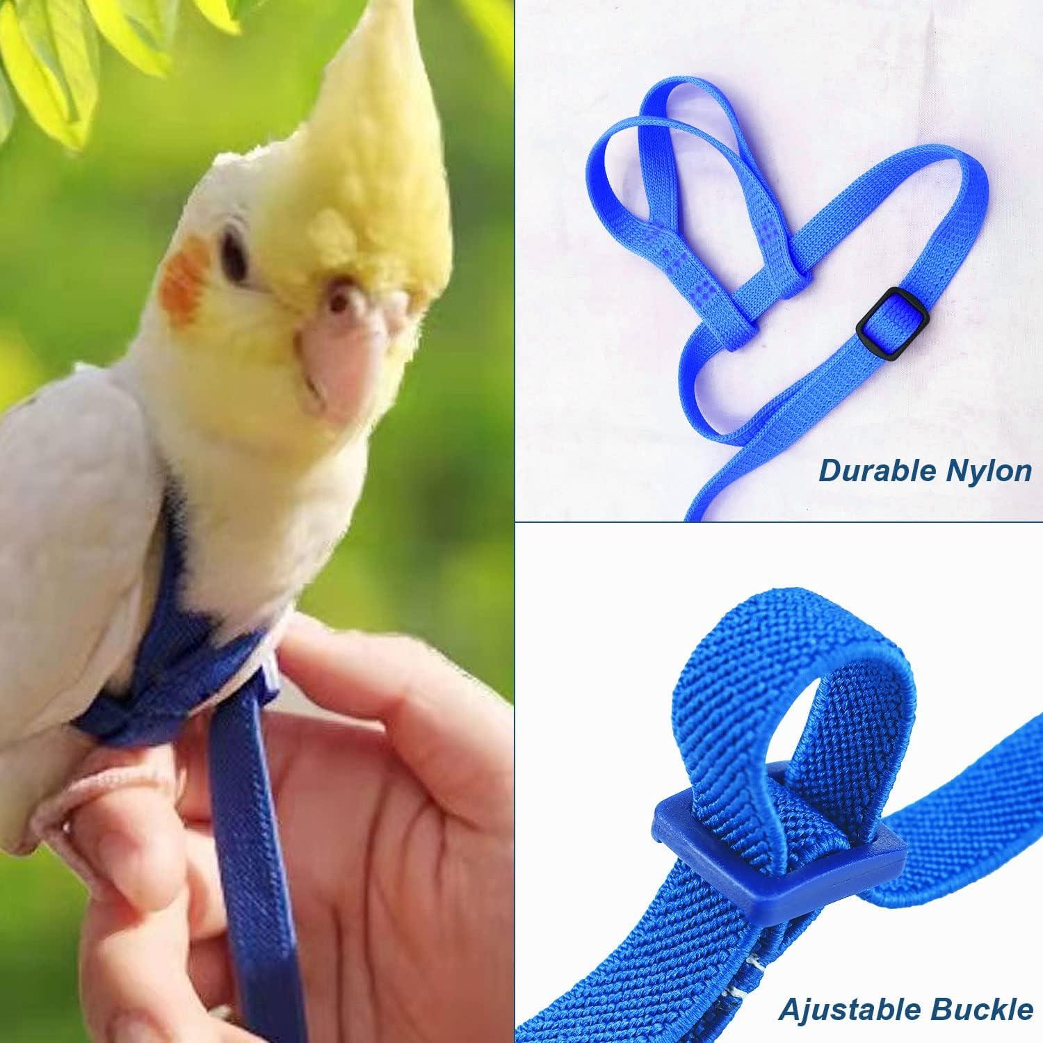 Newsmy Bird Harness Adjustable Feather Tether Parrot Harness Leash ...