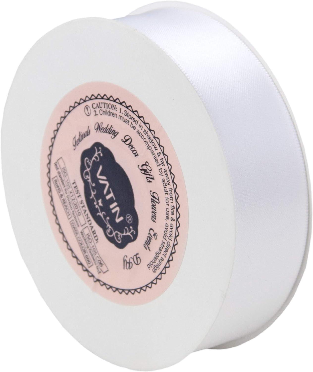 VATIN 1 Inch Double Faced Polyester Satin Ribbon White - 25 Yards Spool ...