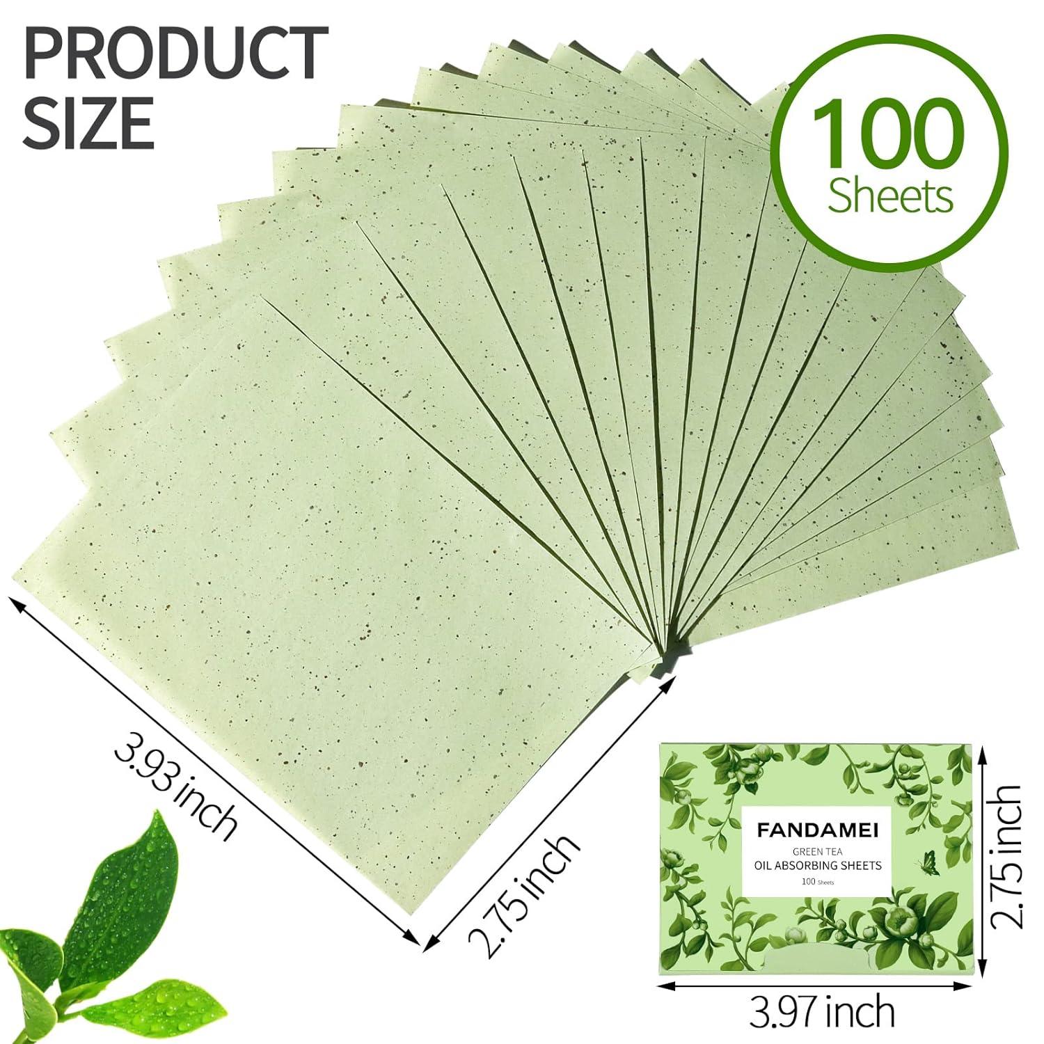 FANDAMEI 200 Counts Green Tea Oil Blotting Sheets for Oily Skin - Oil ...