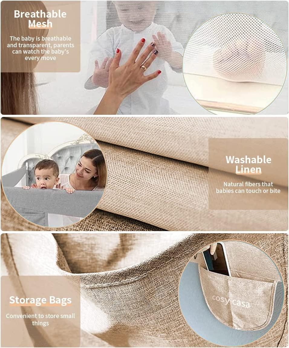 Extra Tall Bed Rails for Toddlers - Twin to King Size - Khaki - 1 Side ...