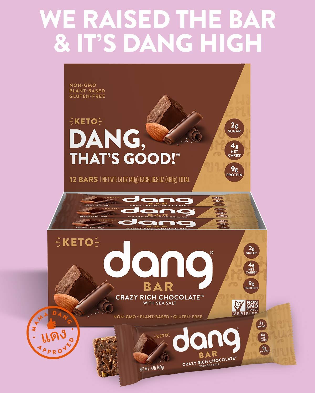Dang Keto Bar - Crazy Rich Chocolate with Sea Salt | 12 Bars (1.4 oz ...