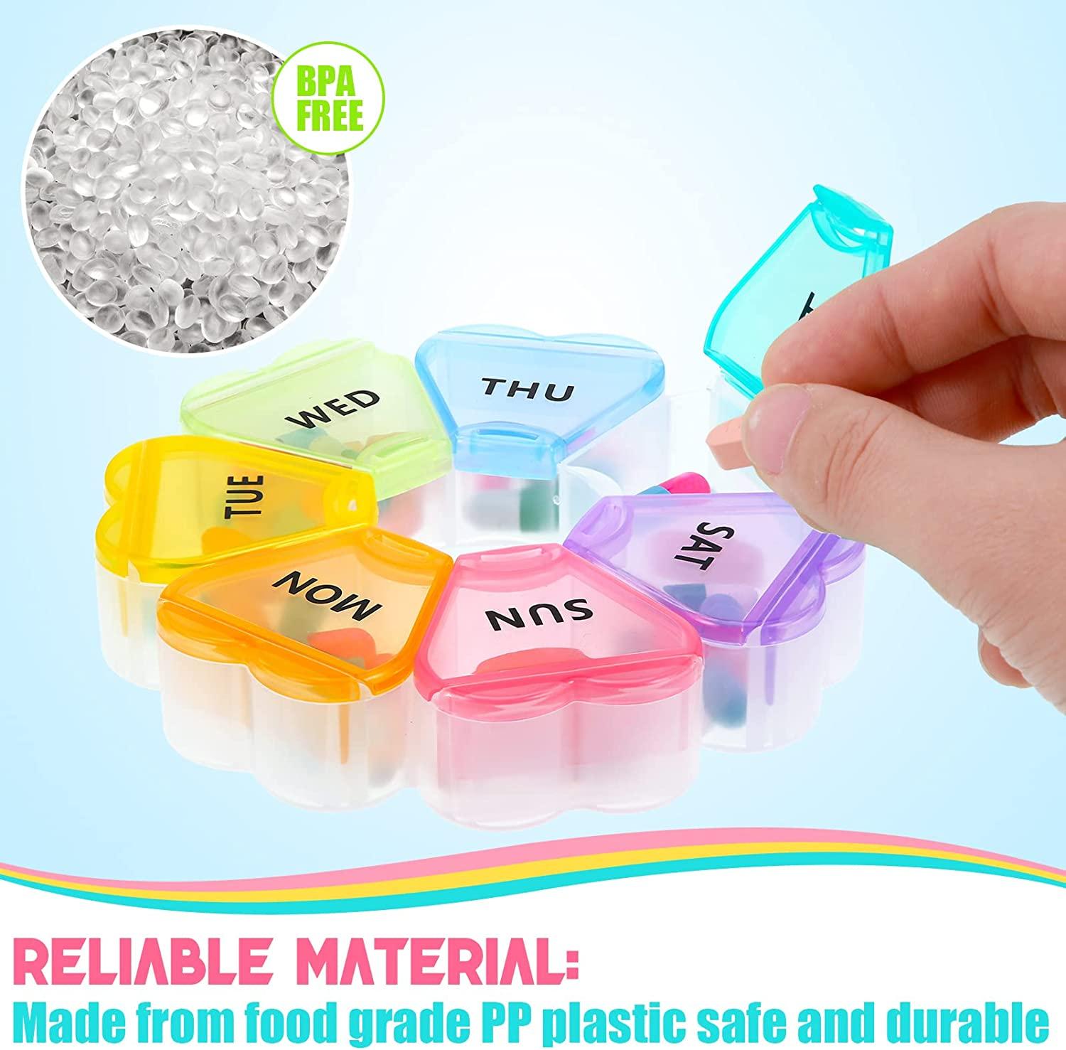 2 Pack Travel Weekly Pill Organizer - Portable 7 Day Pill Box - Cute ...