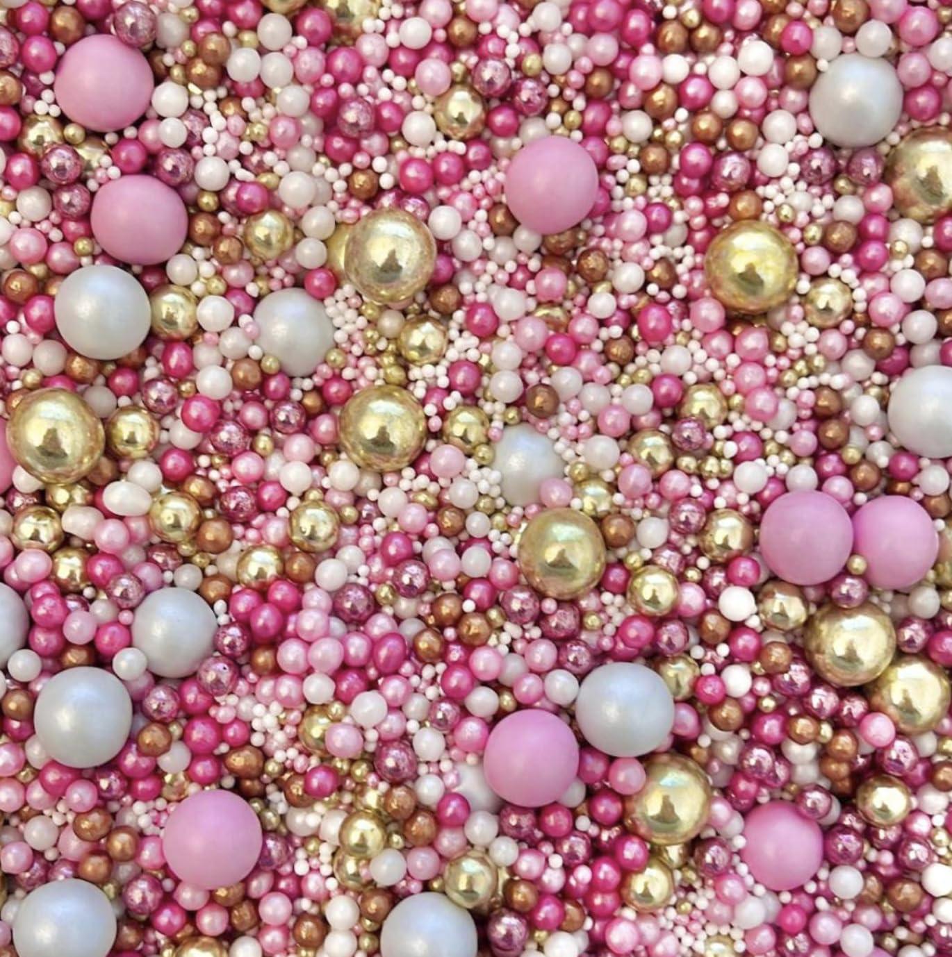 mothers day pink gold white sprinkles edible pearls chocolate balls ...