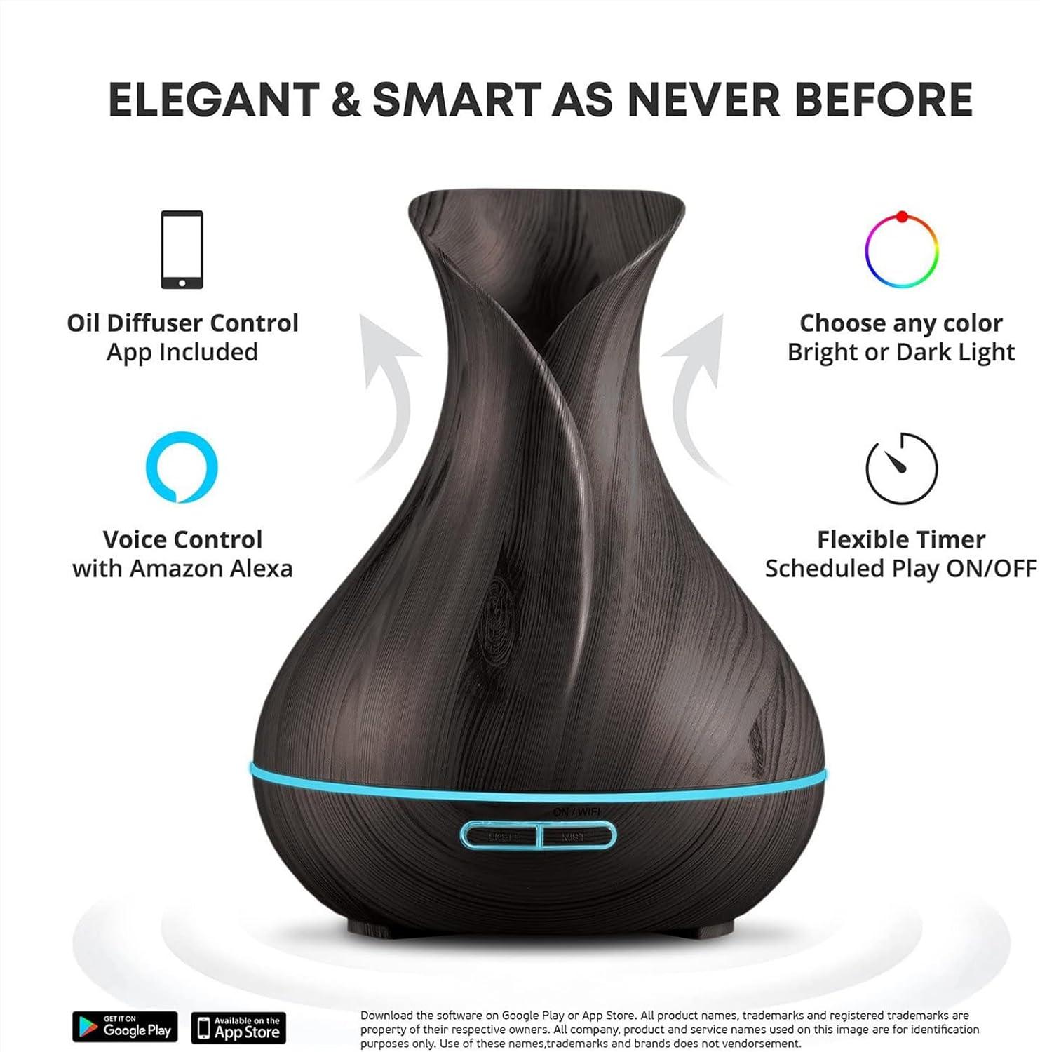 Smart Alexa Aroma Diffuser - 500ml WiFi Essential Oil Humidifier with ...