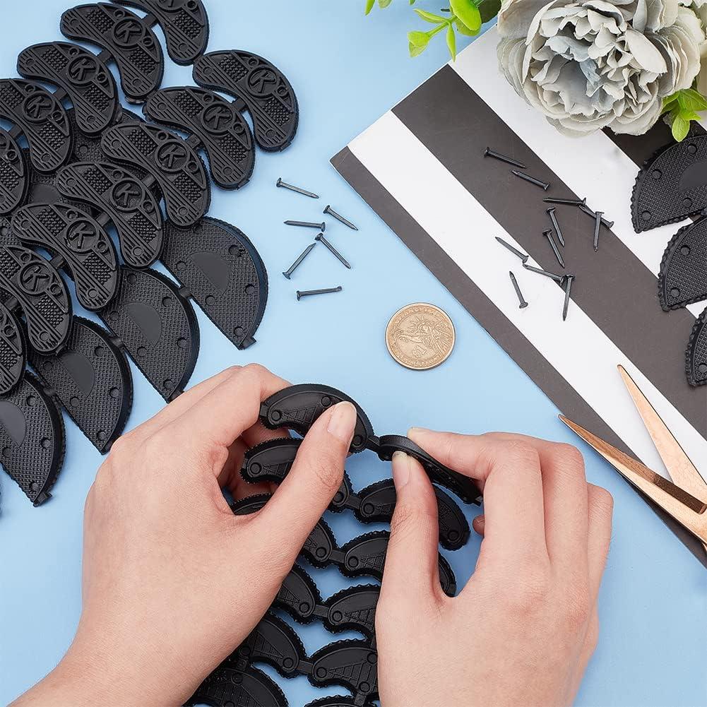 60 Pcs Rubber Heel Plates Shoe Repair Kit with Iron Nails - Black Heel ...