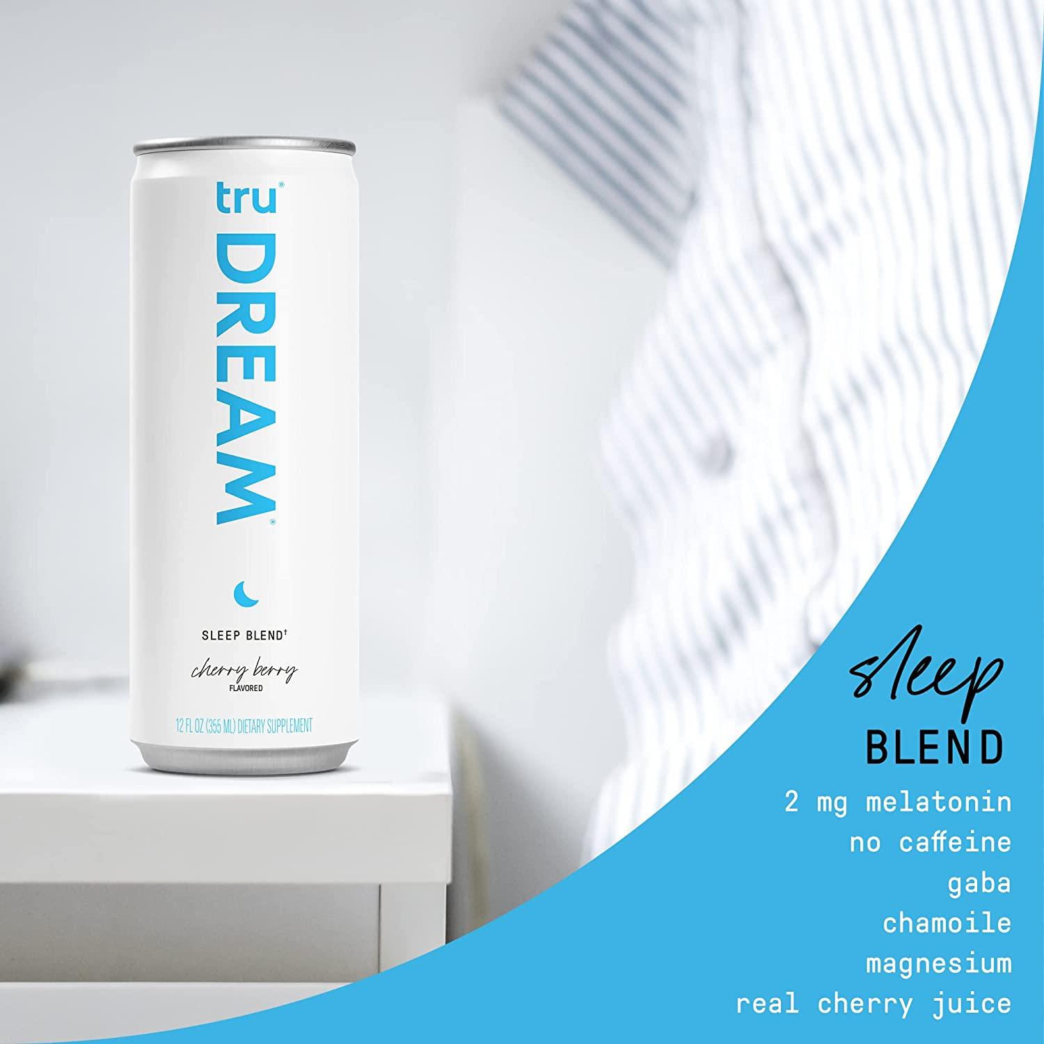 Tru Dream Sparkling Water Sleep Blend Calm Drink with Melatonin, GABA ...