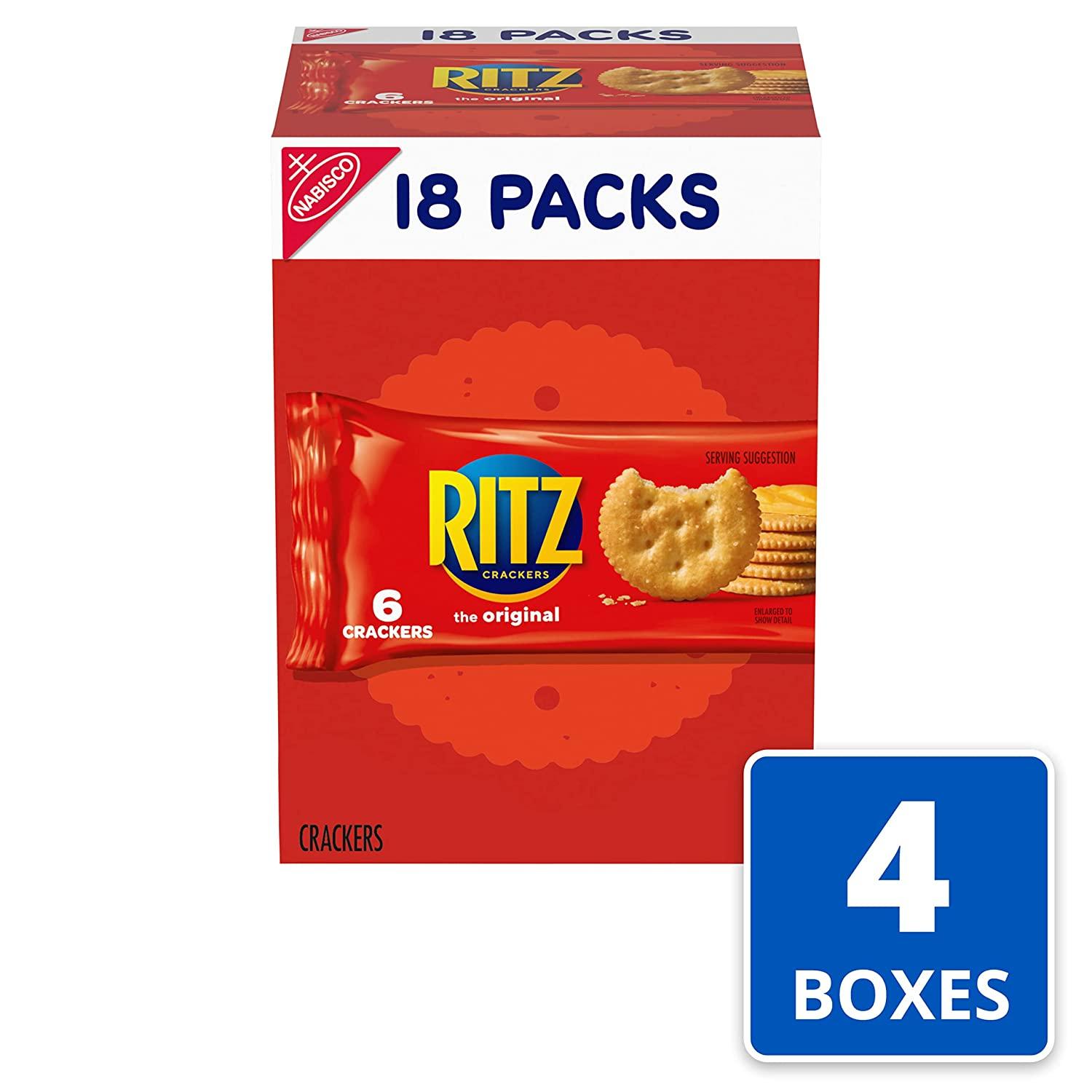 RITZ Original Crackers 72 Snack Packs - 4 Boxes, 18 Count Per Pack ...