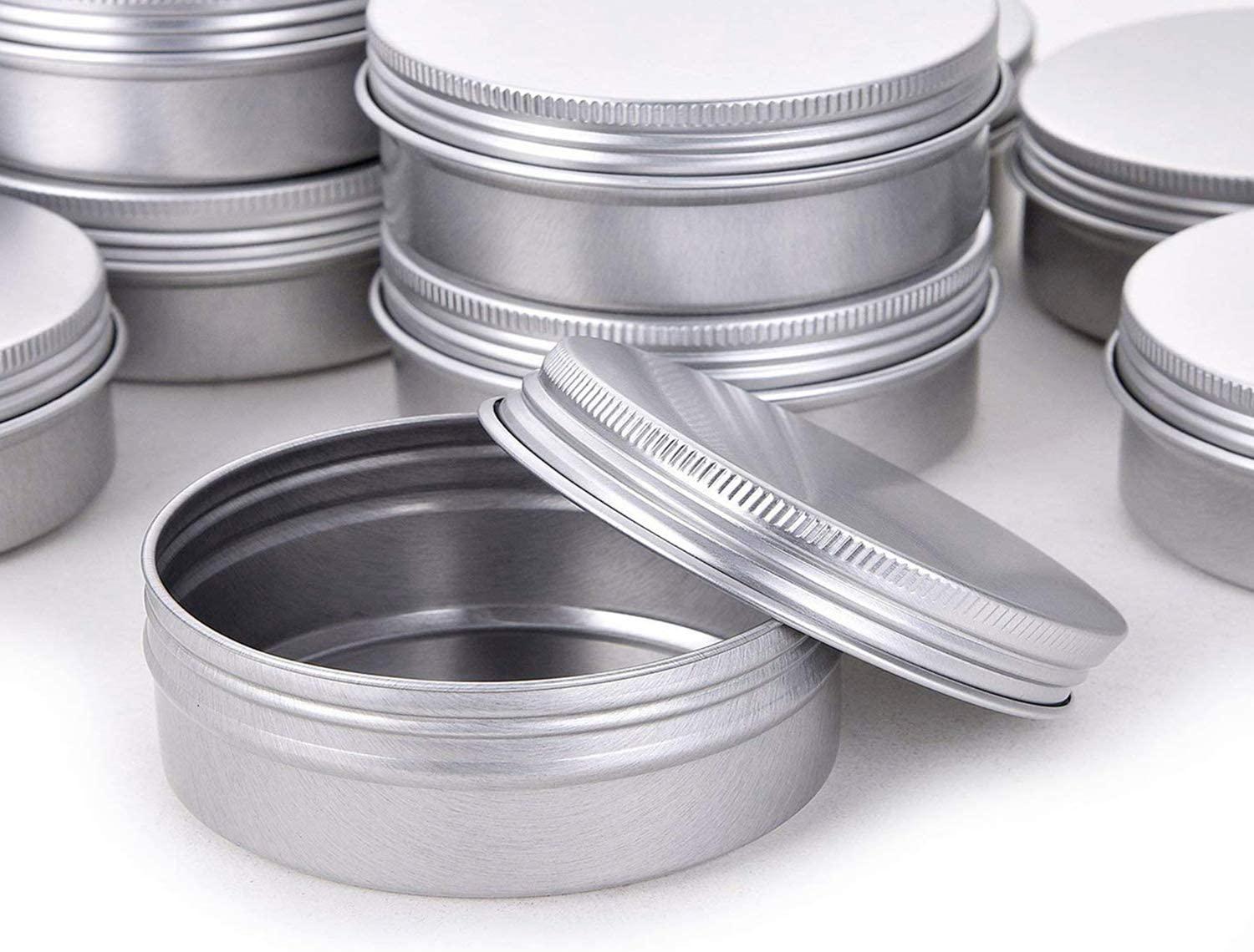 4oz Aluminum Tin Jar Refillable Containers - 12 Pack | 120ml Round Tin ...