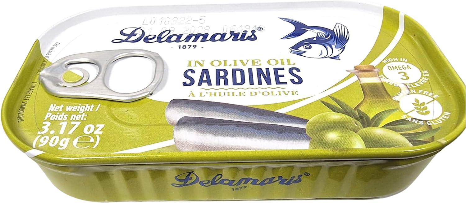 Delamaris Sardines in Olive Oil Tin Canned High in Omega 3 Gluten Free ...
