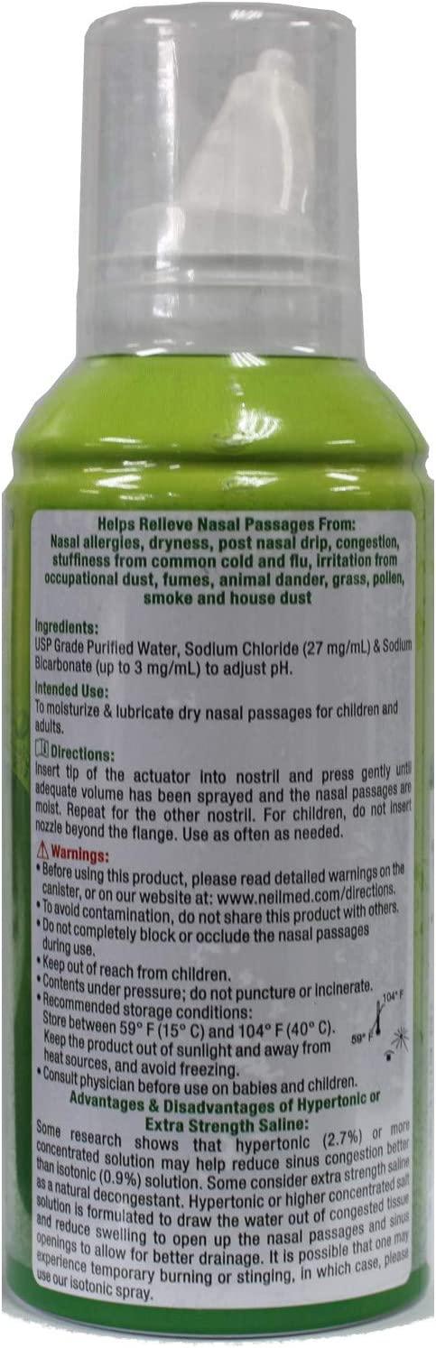 NeilMed Hypertonic NasaMist Saline Spray 4.20 oz (Pack of 2 ...