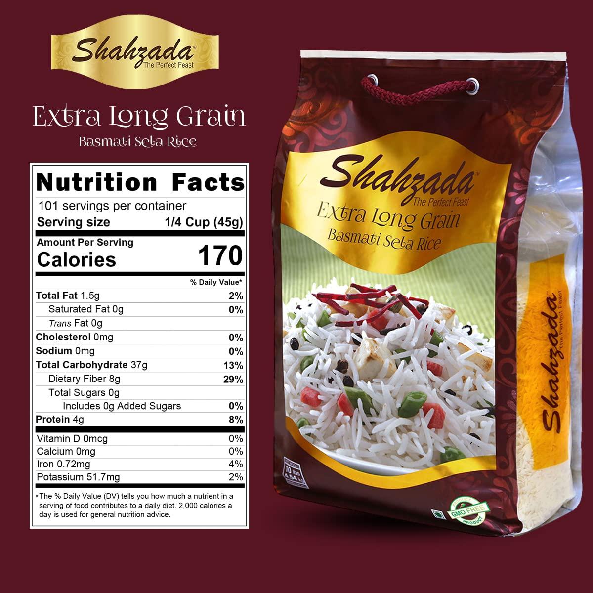 Shahzada Basmati Sela Rice (10 Lbs.) - Extra Long Grain | Sturdy & Non ...