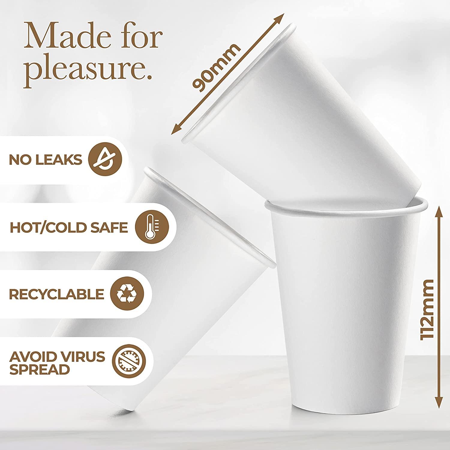 12 oz Disposable Coffee Cups with Lids (100 Pack) - Ideal for Hot ...