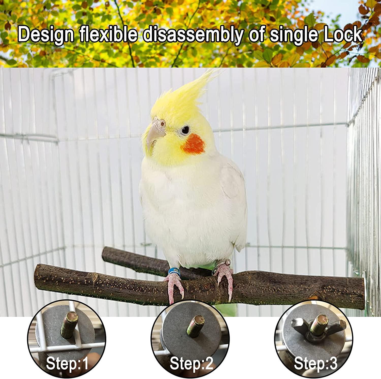 Kathson 6 PCS Parrot Perch Toy Set - Natural Wood Bird Cage Accessories ...
