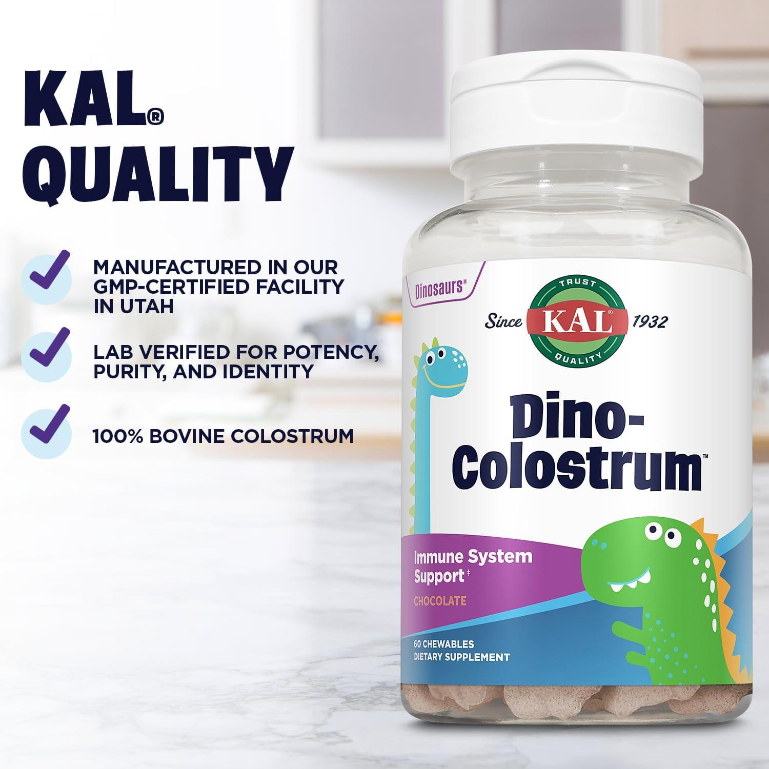 KAL Dino Colostrum Chewables - Dark Chocolate Flavor - Immune & Growth ...