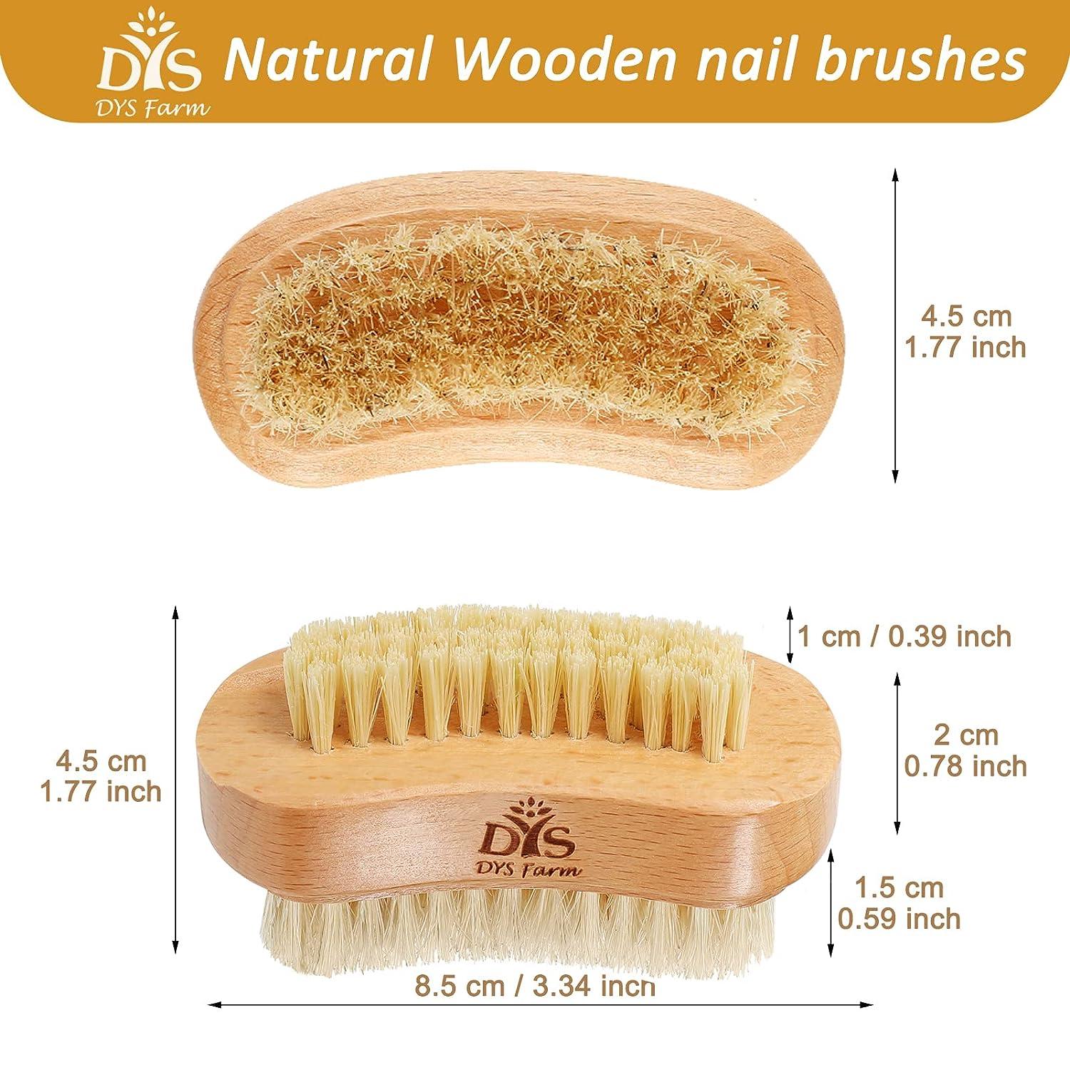 Wooden Nail Brush for Men, Women & Kids - Natural Bristle Fingernail ...