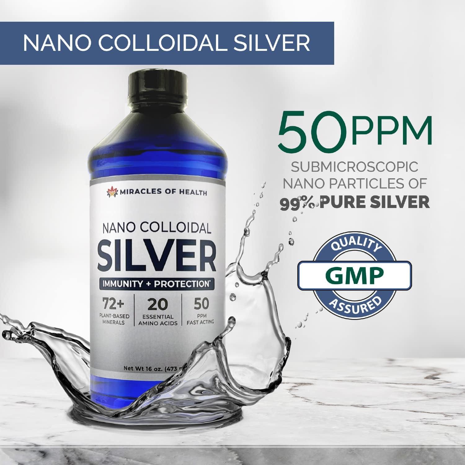 Buy Nano Colloidal Silver 16 oz | 50 ppm - Natural Immune Support with ...