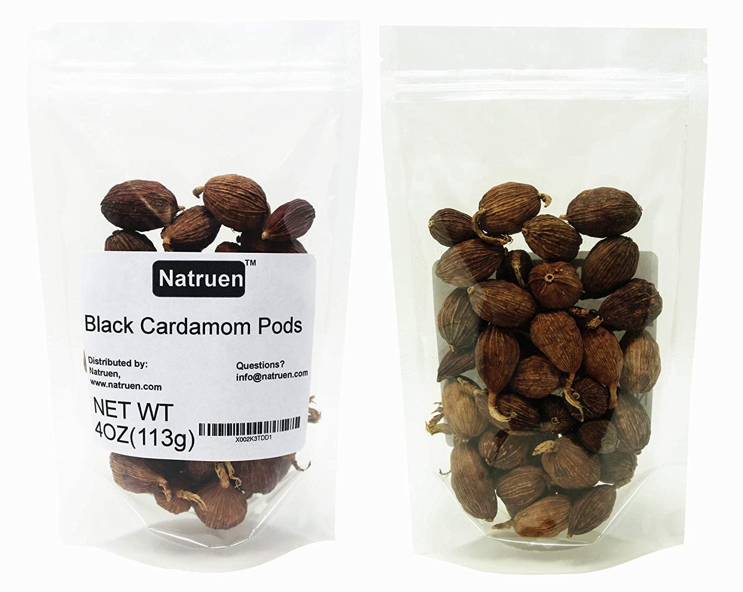 Natruen Black Cardamom Pods Whole (Cao Guo) 4 oz - Approx 35 Pods - Non ...