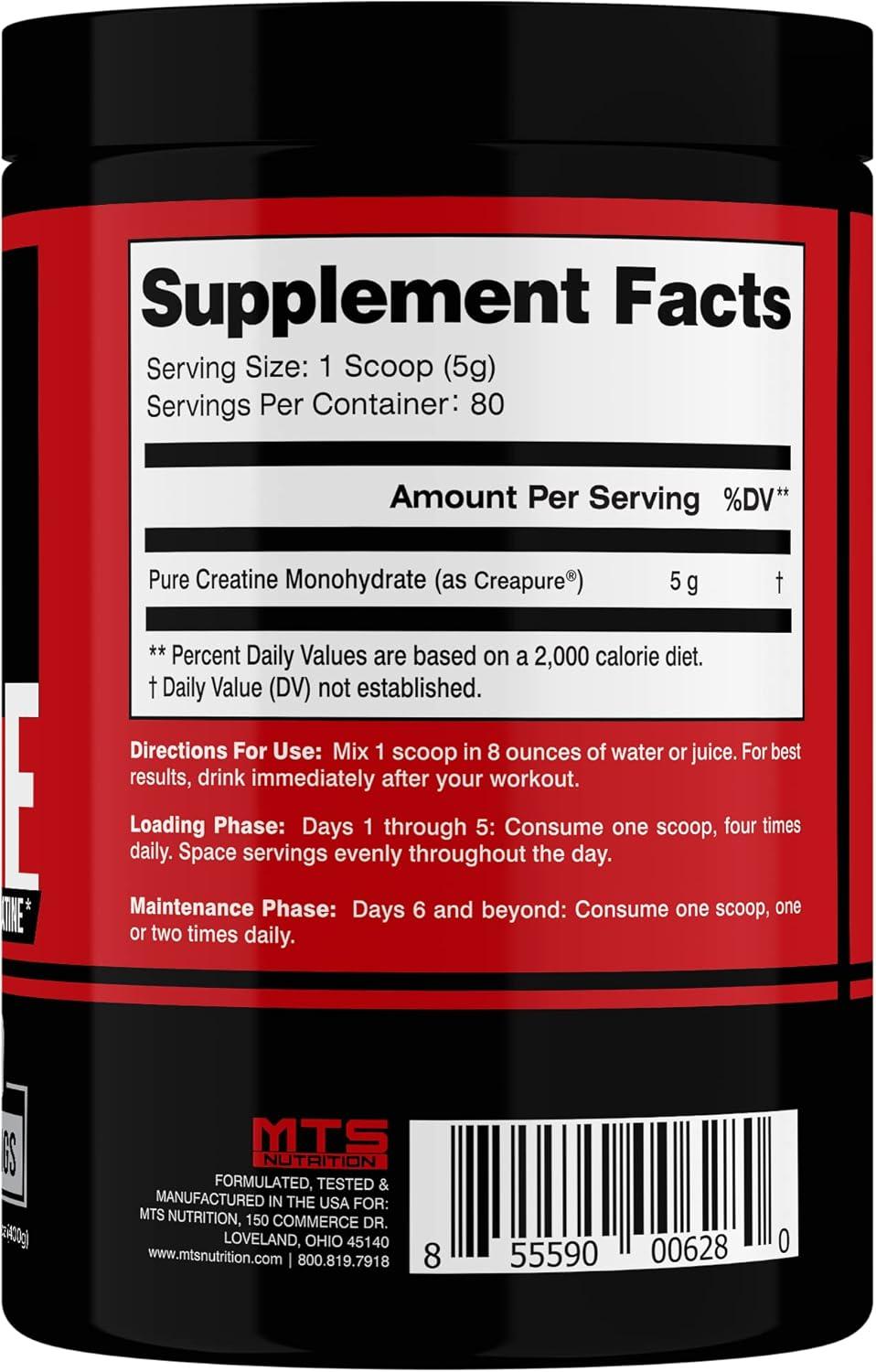 MTS Nutrition Creapure Creatine Powder - Unflavored Muscle Growth ...