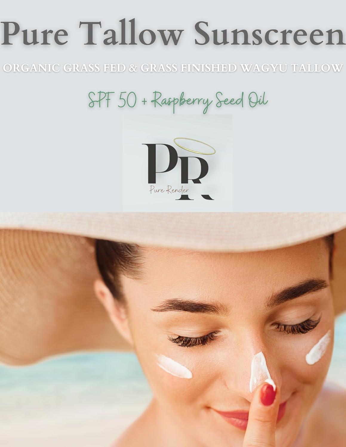 Grass Fed Tallow Sunscreen SPF 50 - Natural Pure Rendered Skincare Made ...