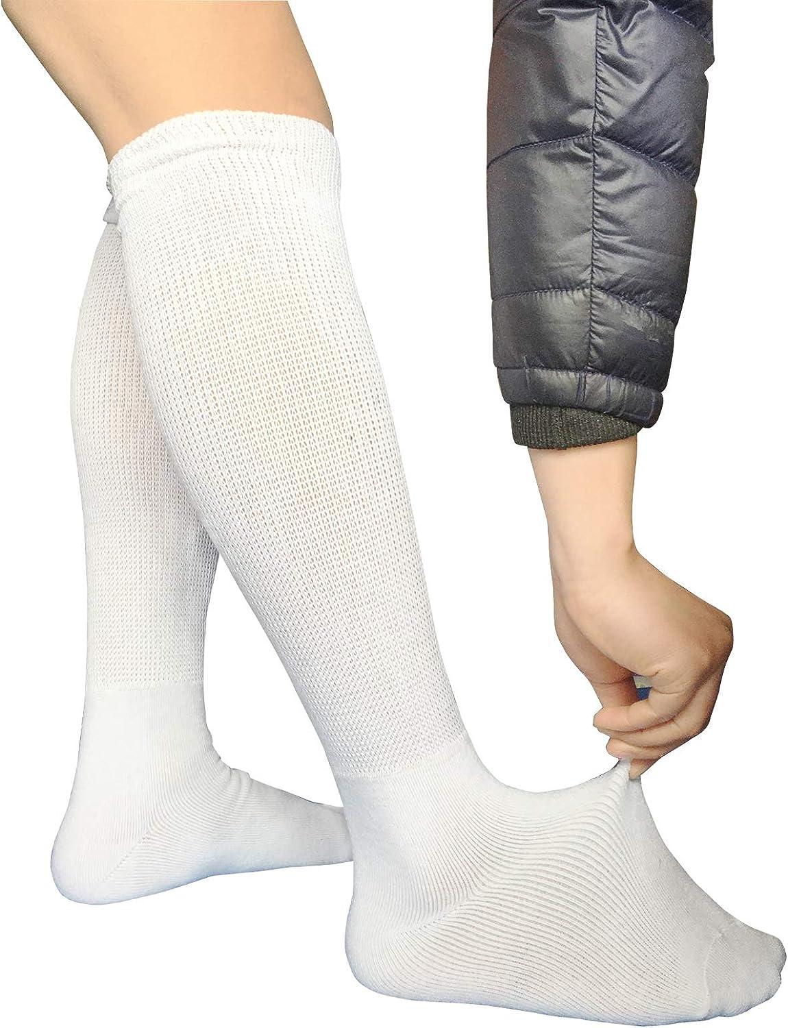 SYOLLAVE Extra Width Non-binding Knee High Socks - Ideal for Lymphedema ...