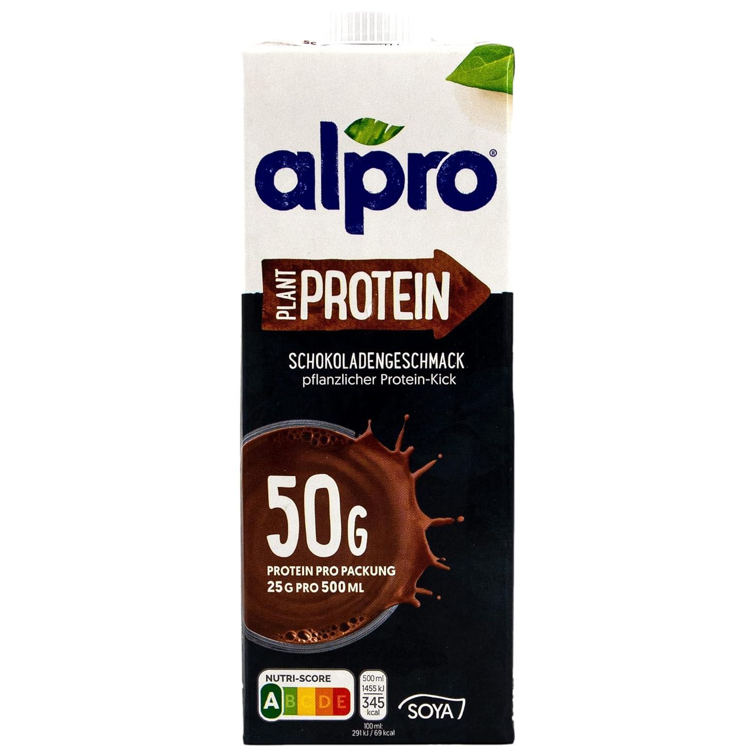 Alpro 10 Pack Protein Soyburz Schoko - 100% Vegetable Choco Soya Drink ...