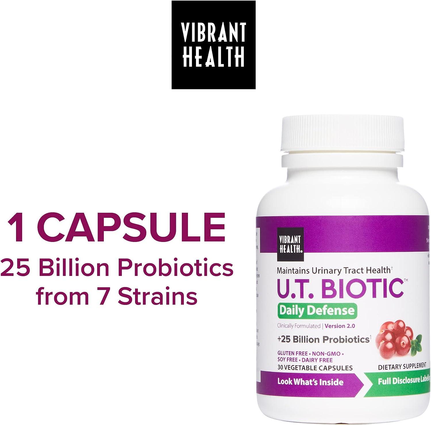 Vibrant Health U.T. Biotic Probiotic Support - 30 Capsules for Bladder ...
