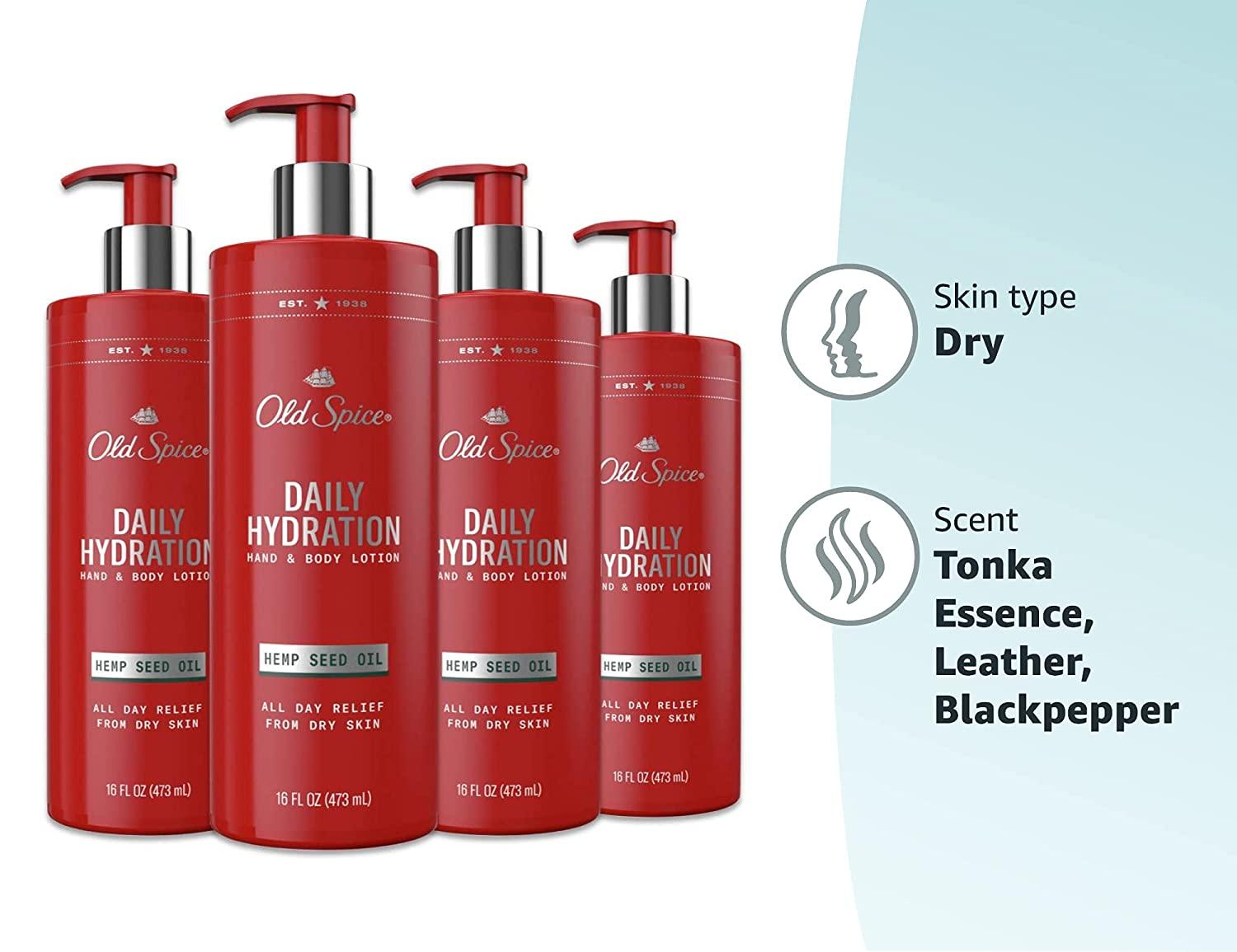 Old Spice Men's Daily Hydration Hand & Body Lotion with Hemp Seed Oil ...