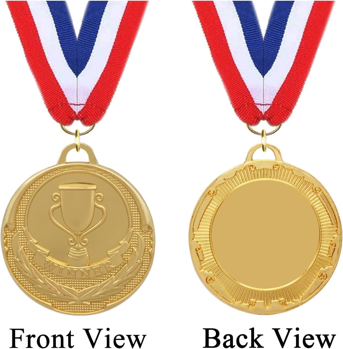 Gold Medals for Awards - Set of 12 Winner Medals with Neck Ribbon for ...