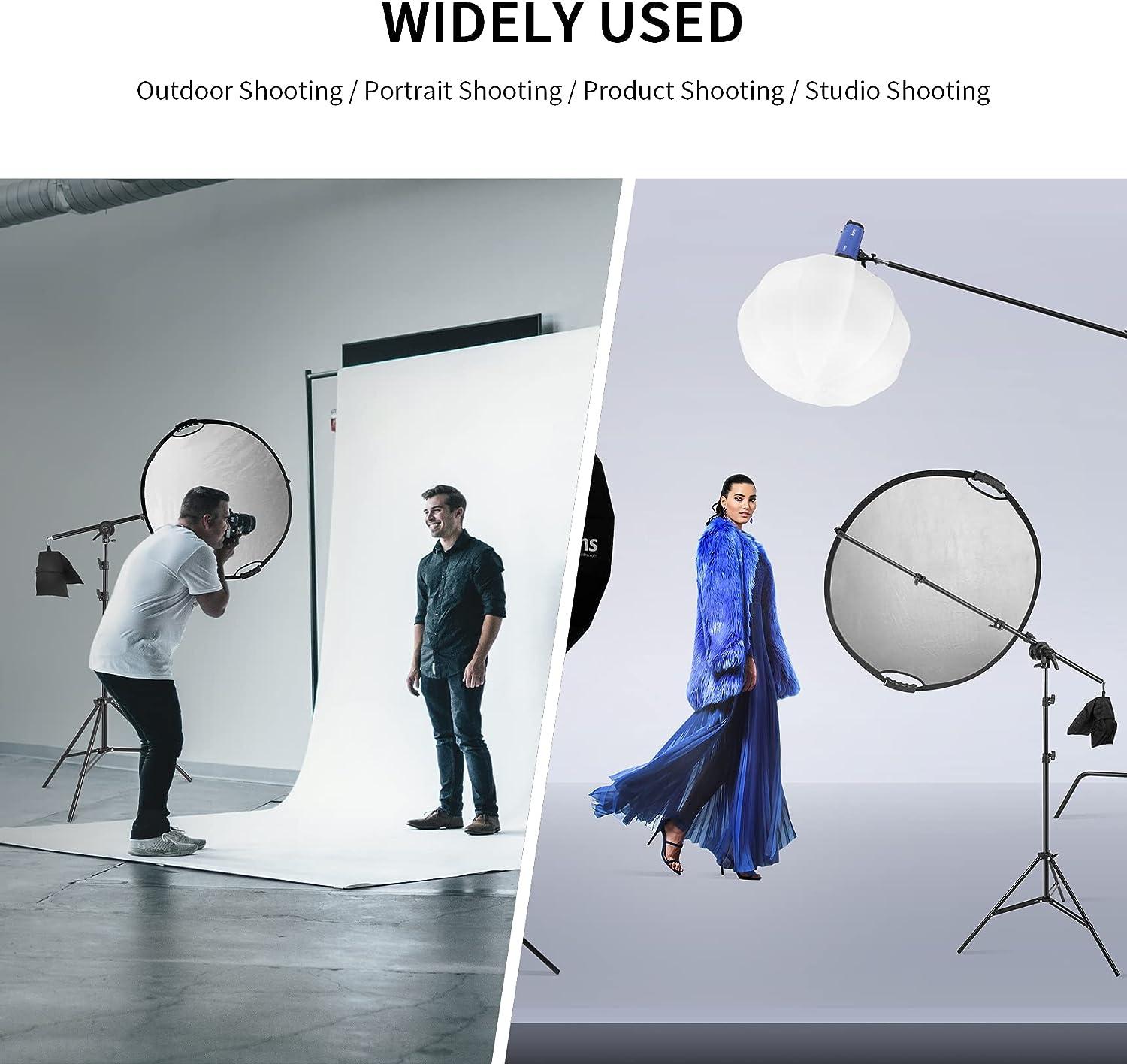 Selens 32in 5-in-1 Light Reflector Holder Stand Kit with Boom Arm ...