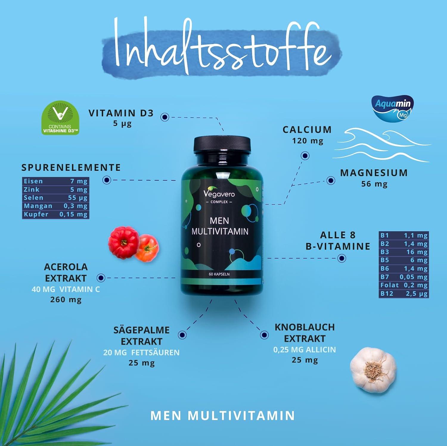 Buy Vegavero Multivitamin for Men - Vegan A-Z Vitamins & Minerals with ...