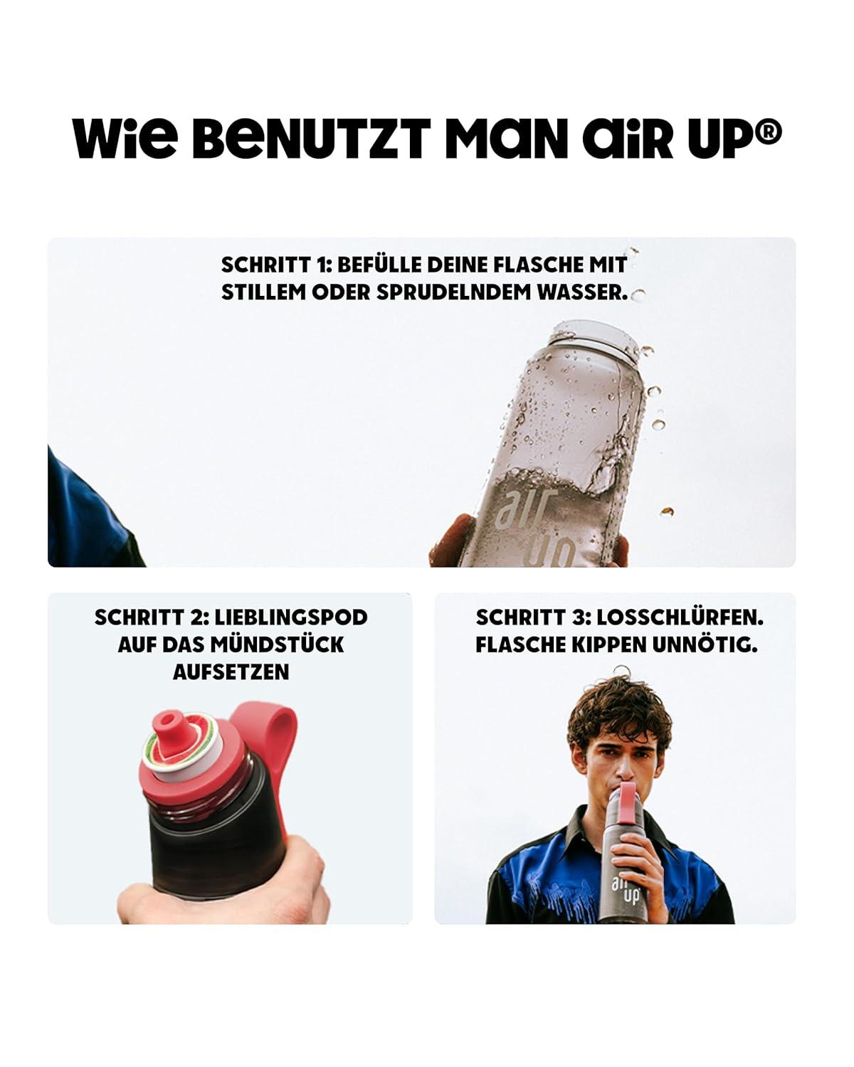 Air Up Steel Pitch Black Bottle (480ml) - 5 Sugar-Free Flavor Pods ...