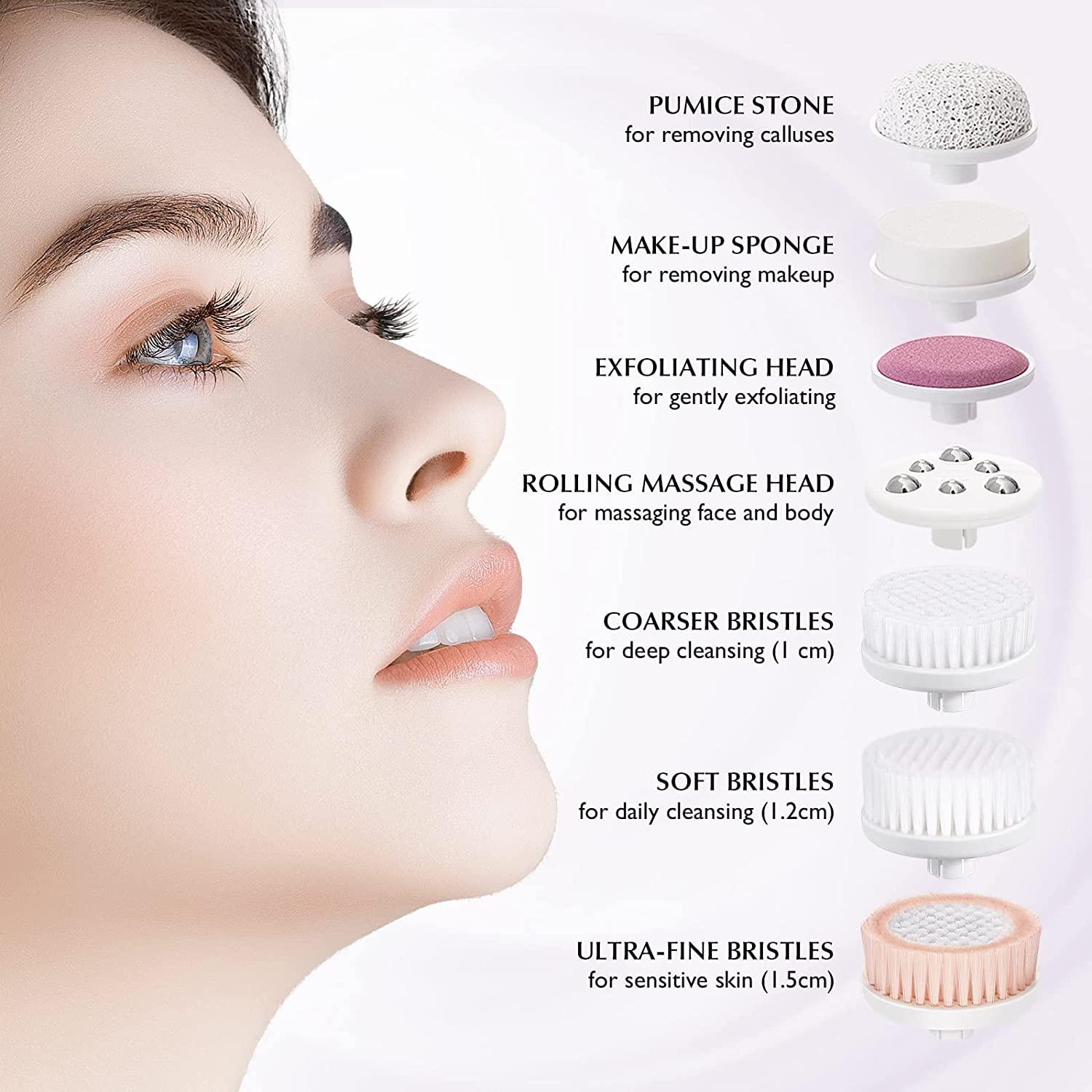 Electric Facial Cleansing Brush - Waterproof Exfoliating Spin Device ...