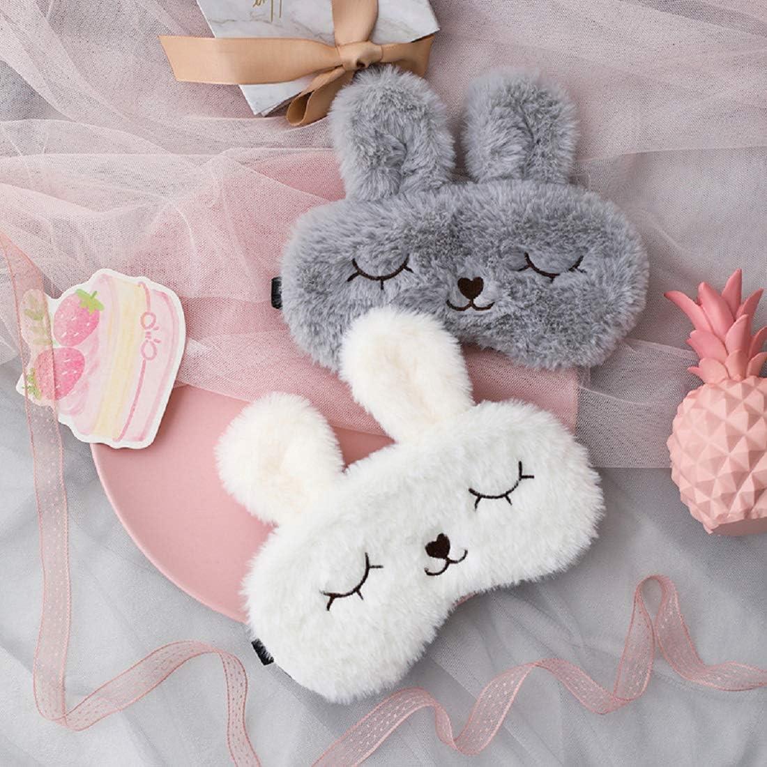 Silk Plush Bunny Grey Sleep Mask - Cute Rabbit Eye Mask for Women ...
