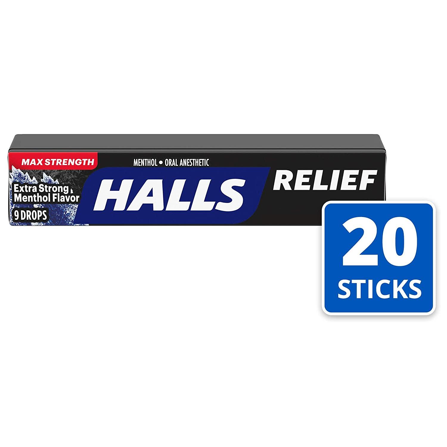 HALLS Relief Max Strength Menthol Throat Drops - 180 Extra Strong Drops ...