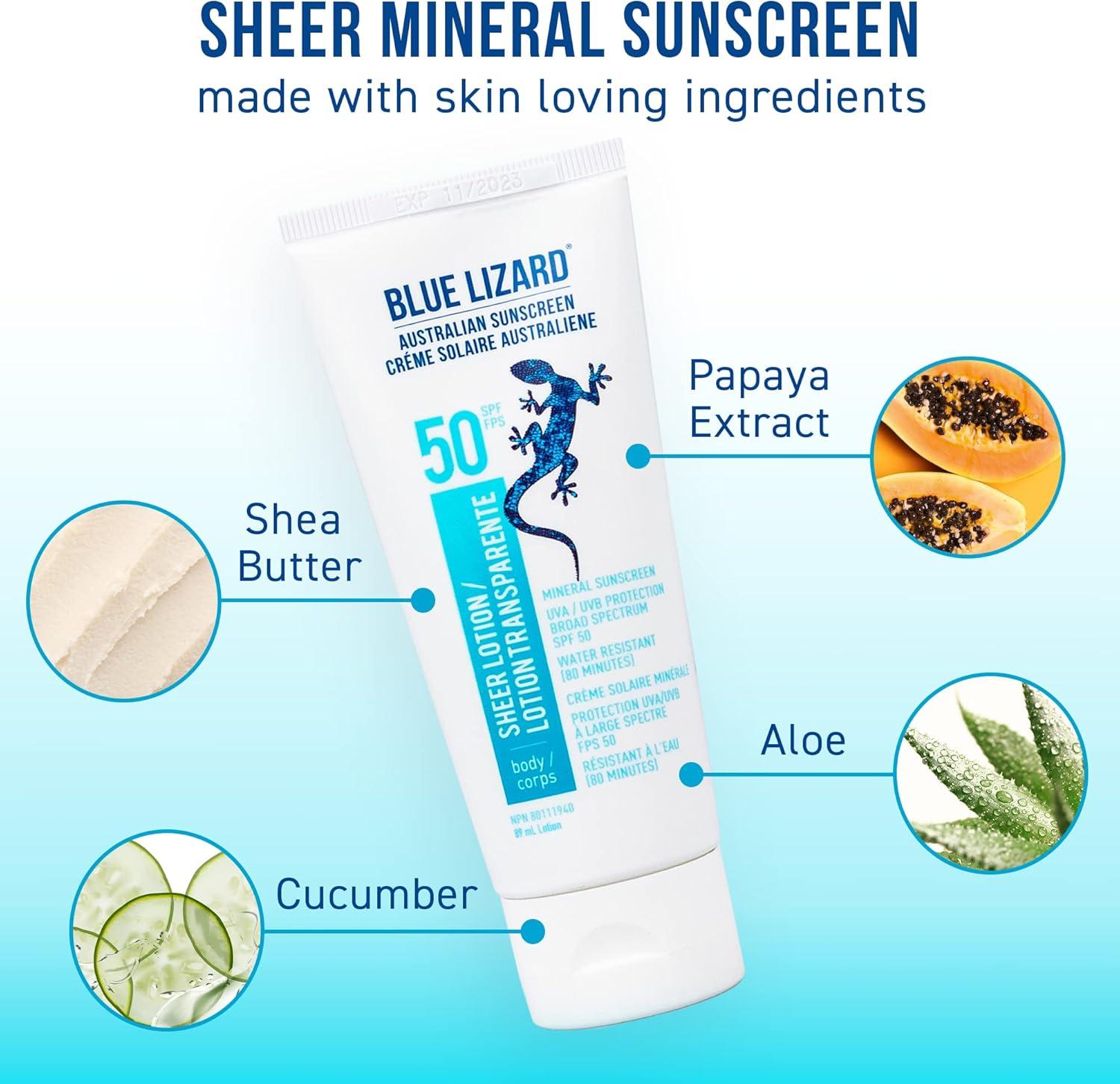 Blue Lizard Sheer Sunscreen Lotion SPF 50+ for Body | Buy Now with ...