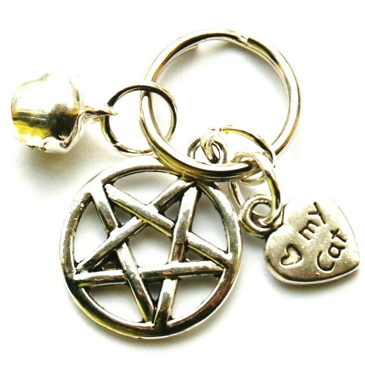 Cat Collar Charms Pentagram Silver Bell I Love My Cat | Buy Now with ...