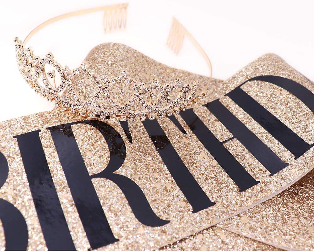 Birthday Girl Sash & Rhinestone Tiara Kit - Gold Glitter Set for Women | Birthday Party Supplies ...