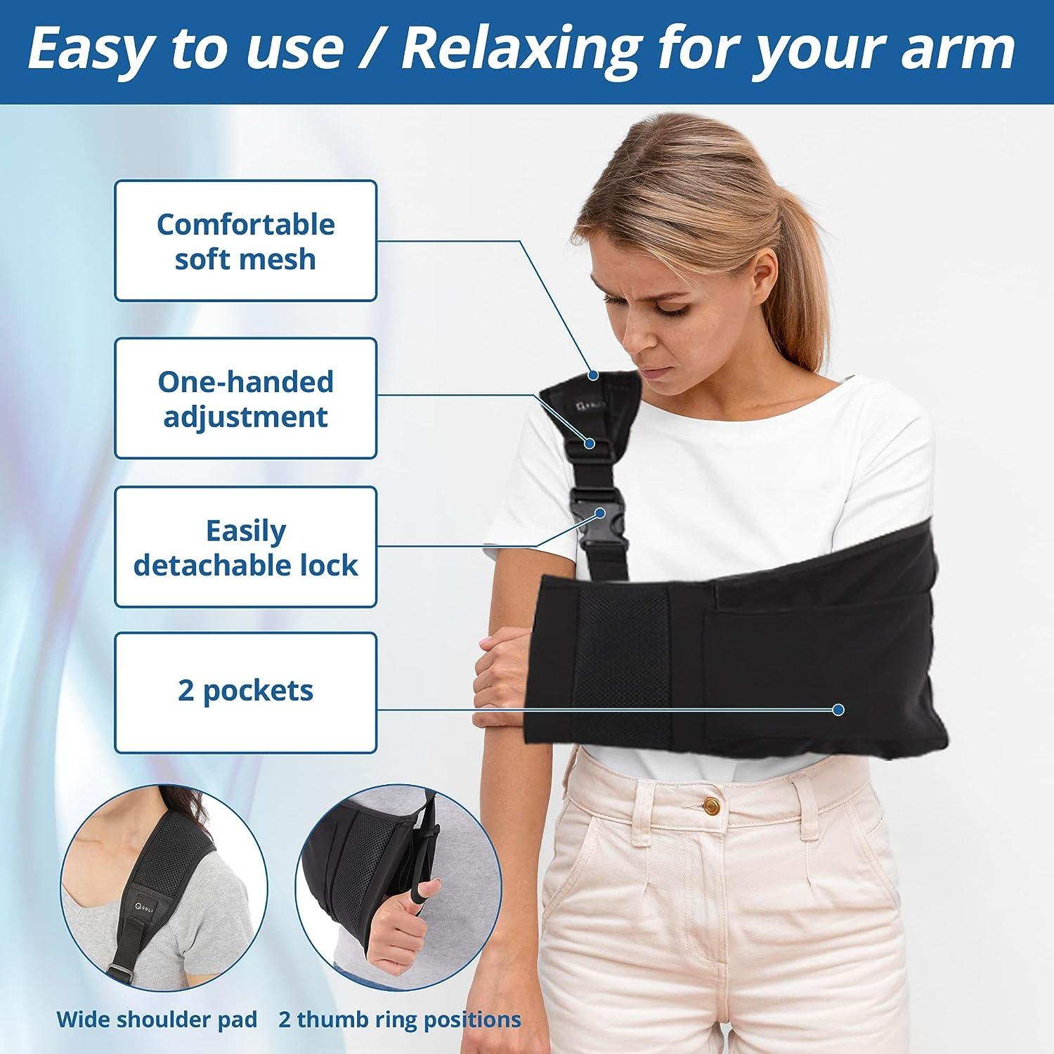 QQOLi Arm Sling - Adjustable Brace for Broken Elbow, Shoulder Injury ...
