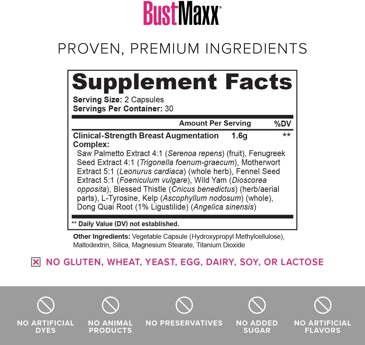 BustMaxx (3 Bottles) - Natural Breast Enhancement Supplement for ...