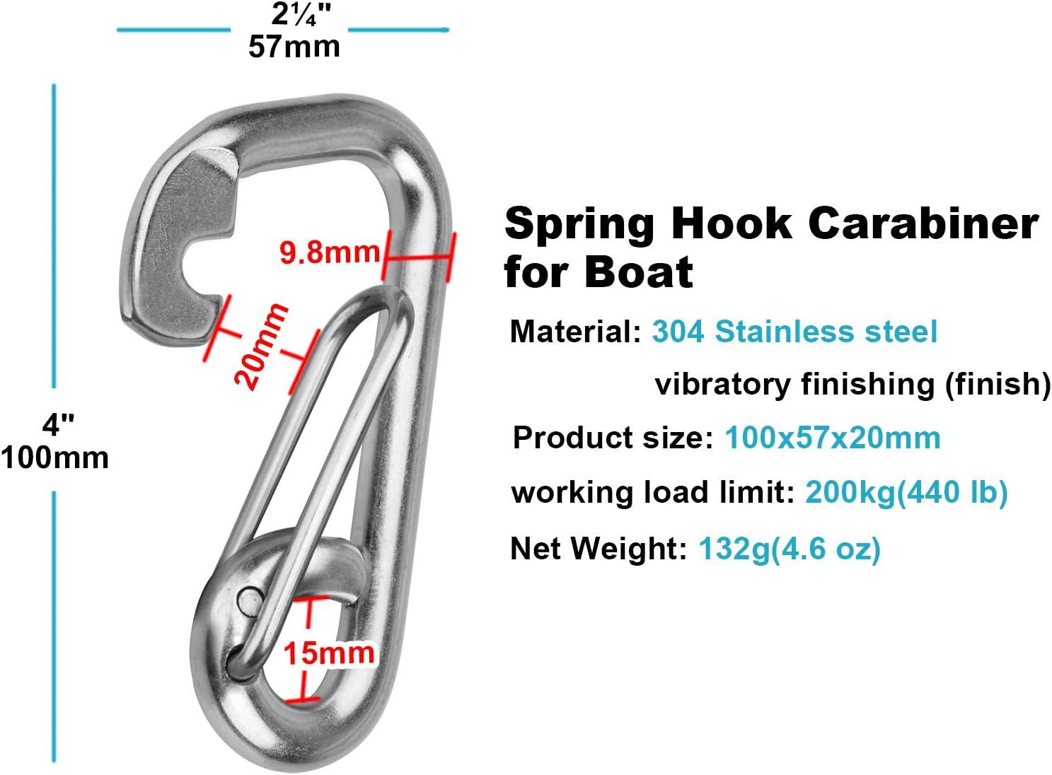 MOUNTAIN_ARK 304 Stainless Steel Spring Snap Hook 4 inches Heavy Duty ...