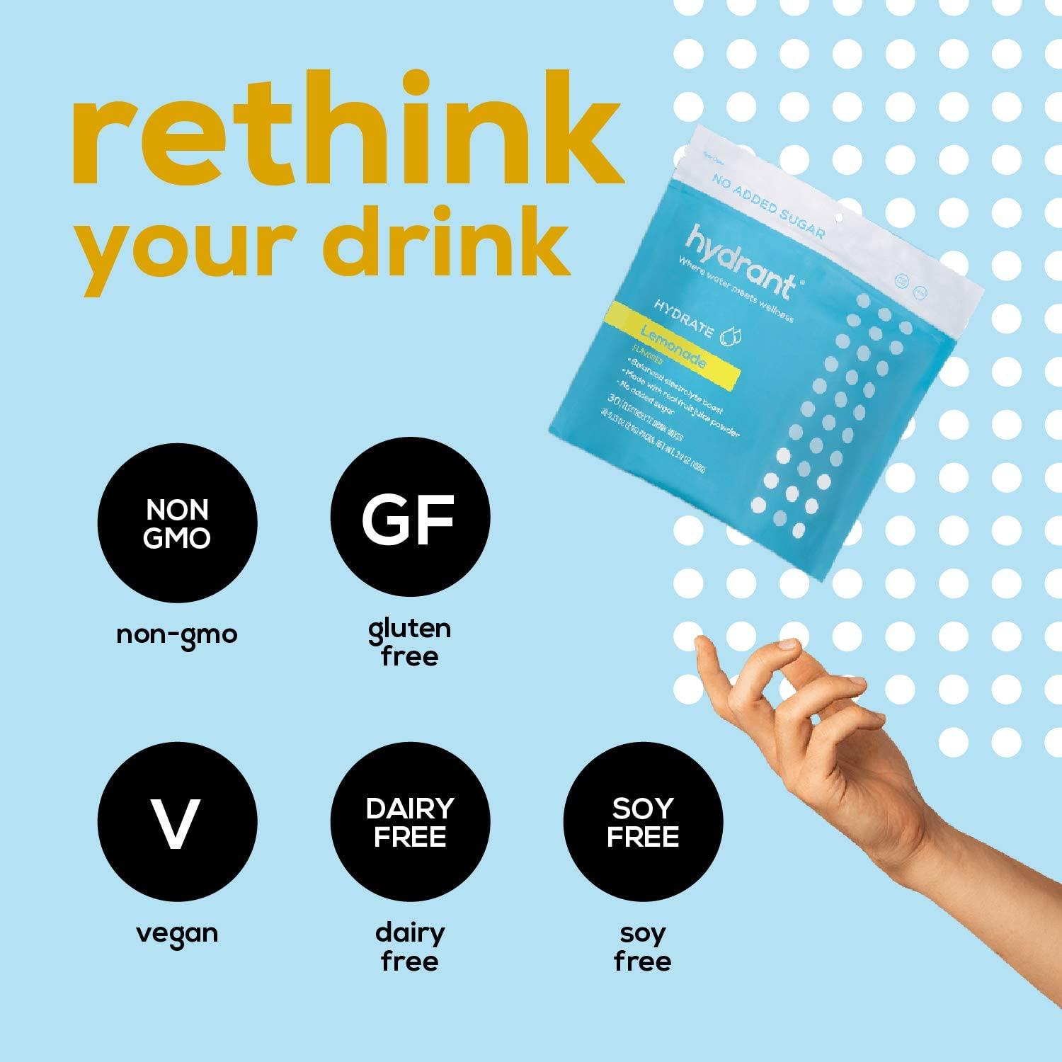 Hydrant Hydrate Electrolyte Powder - Lemonade 30 Count Packets | No ...