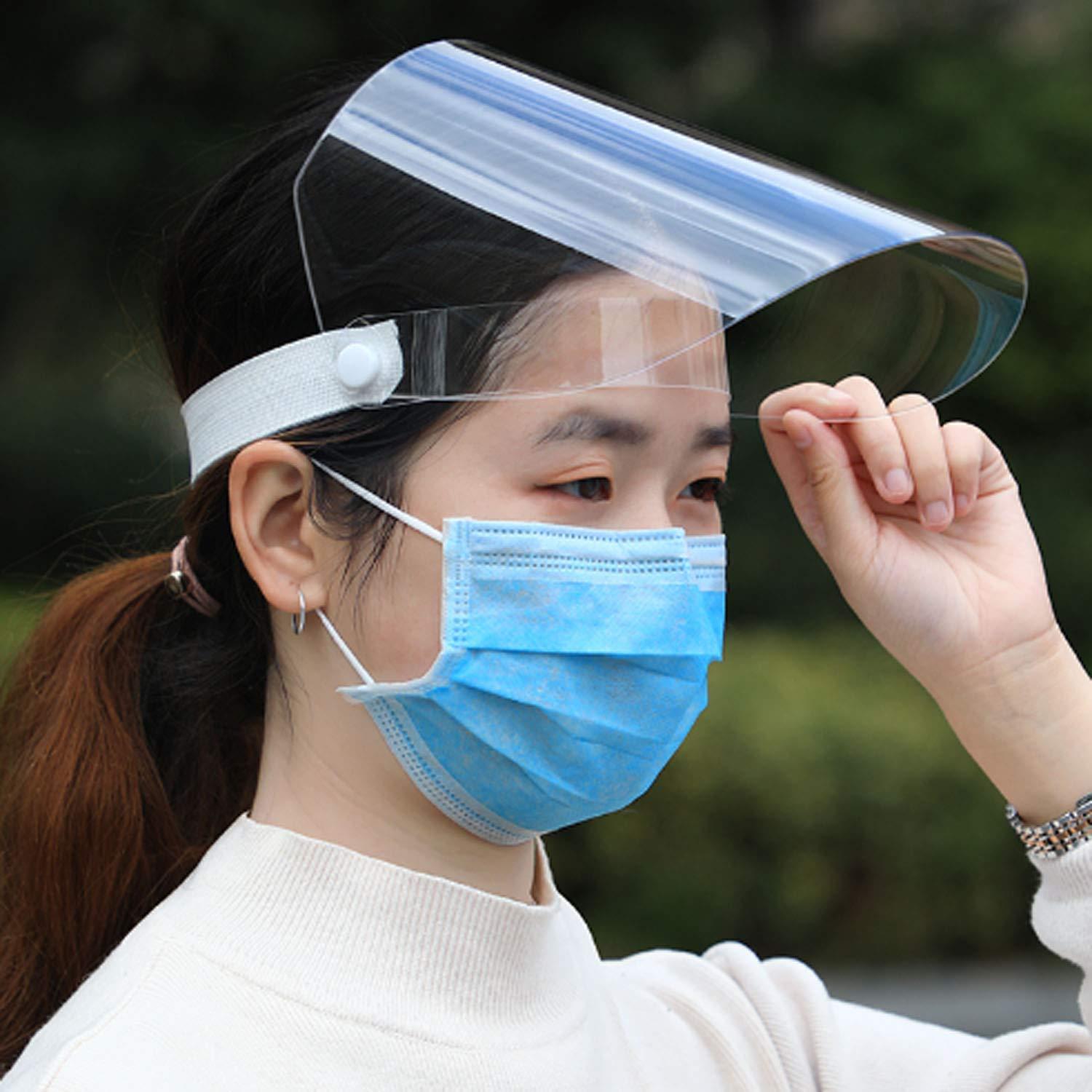 2Pcs Face Shield with Clear Protective Film and Elastic Band for Eye ...