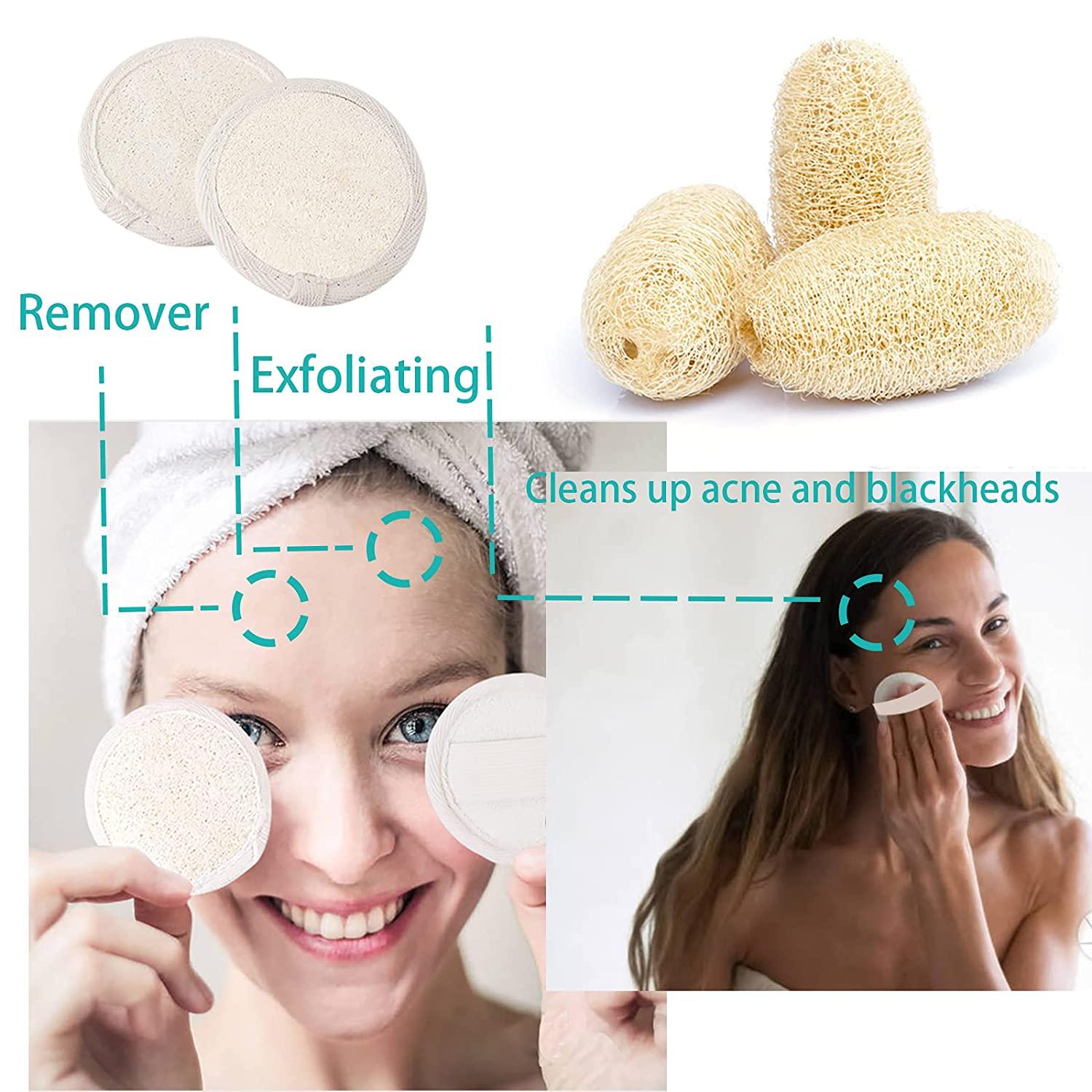 Natural Loofah Face Exfoliator Pads - 100% Handheld Scrubber for ...