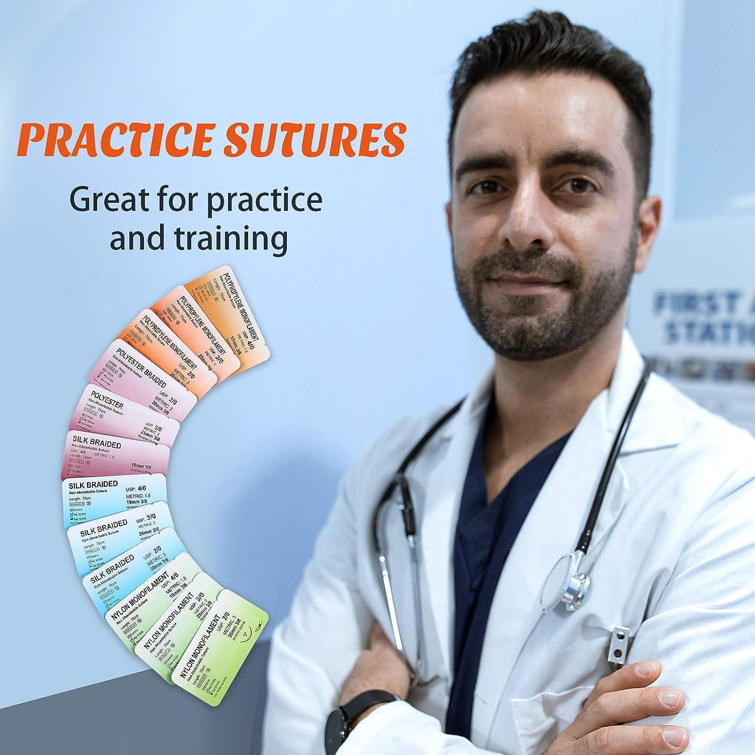 Suture Practice Kit with Thread and Needles - 2/0 3/0 4/0 Assorted ...