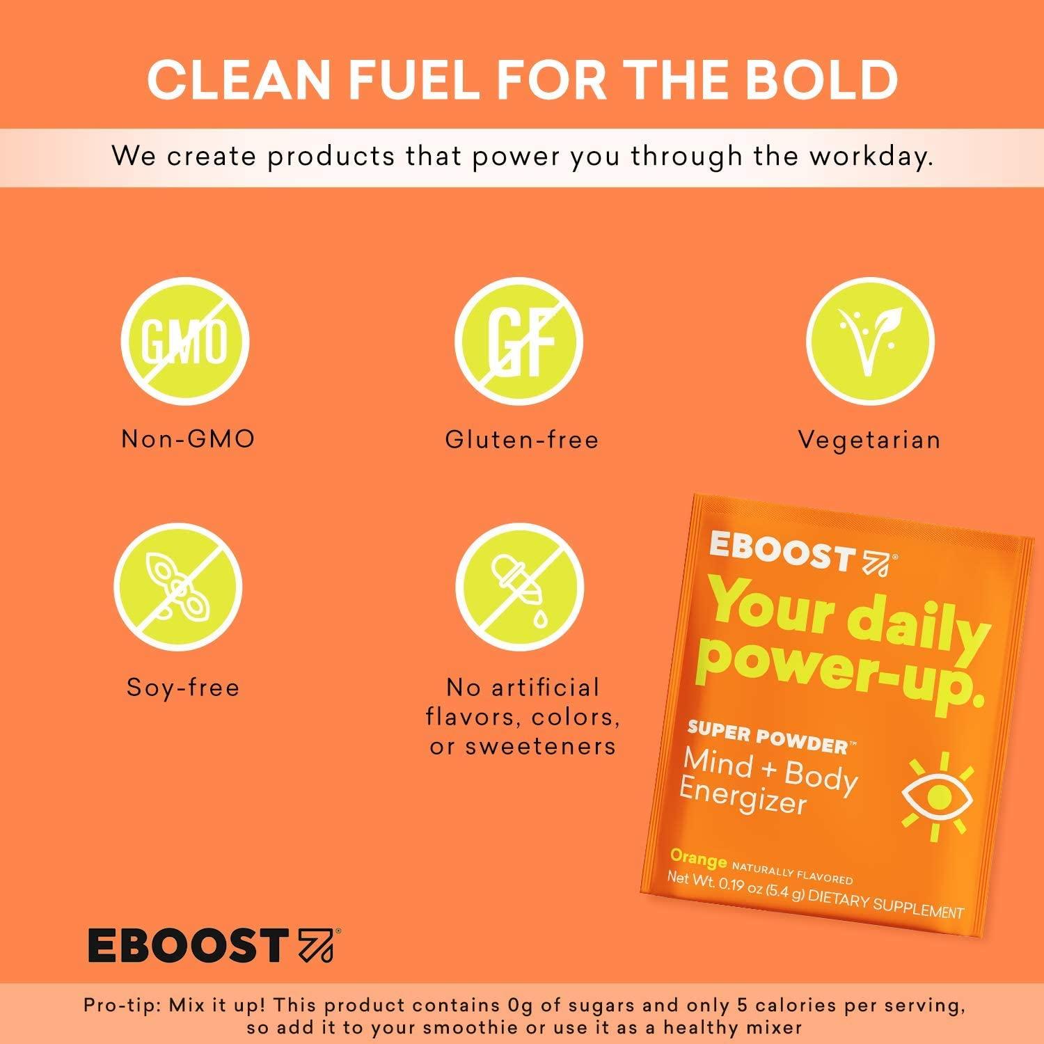 EBOOST Super Powder Orange Energy Drink & Electrolyte Powder - 20 ...