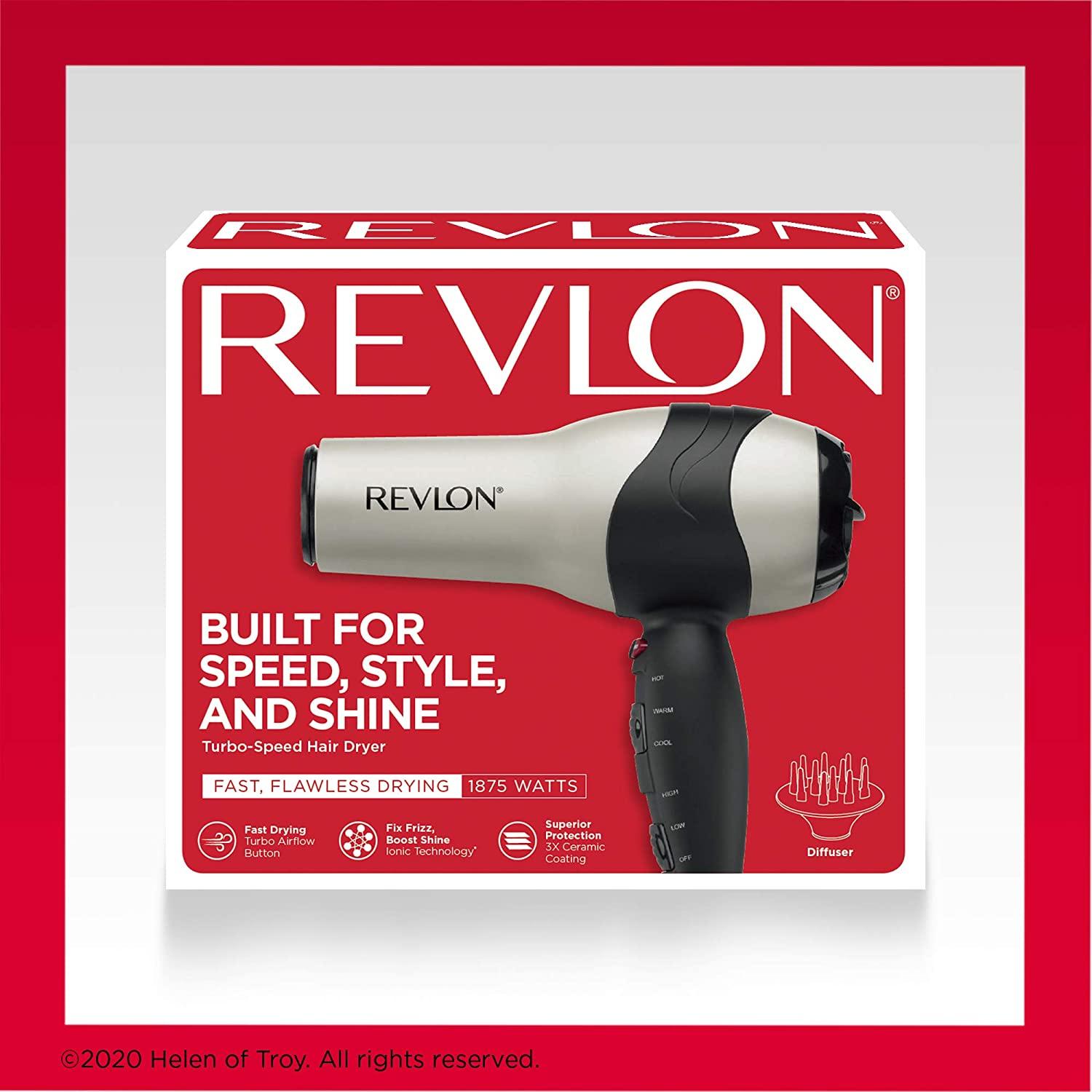 Revlon Turbo Hair Dryer | 1875 Watts | Fast Dry & Maximum Shine ...