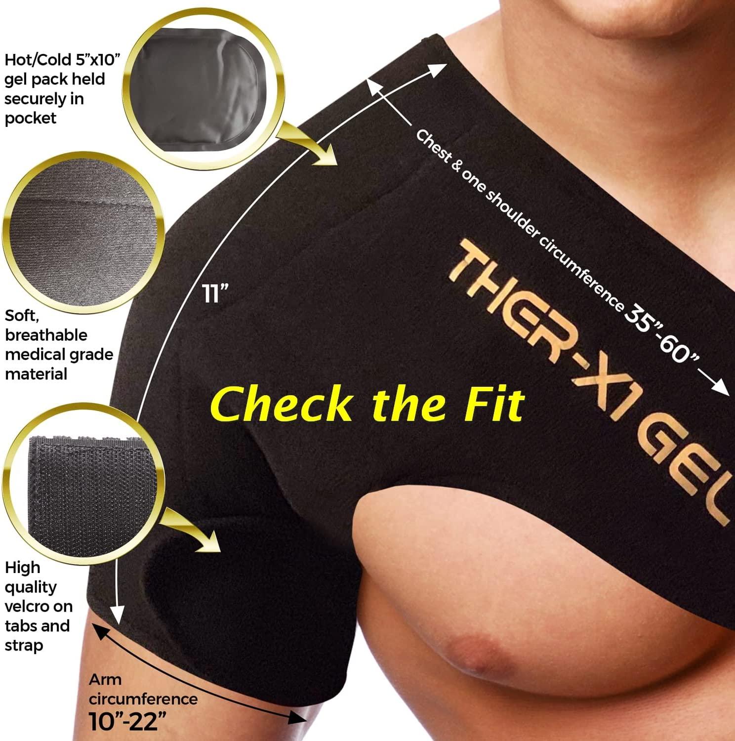 TherX Shoulder Brace with Reusable Gel Ice Pack Pain Relief for Rotator ...