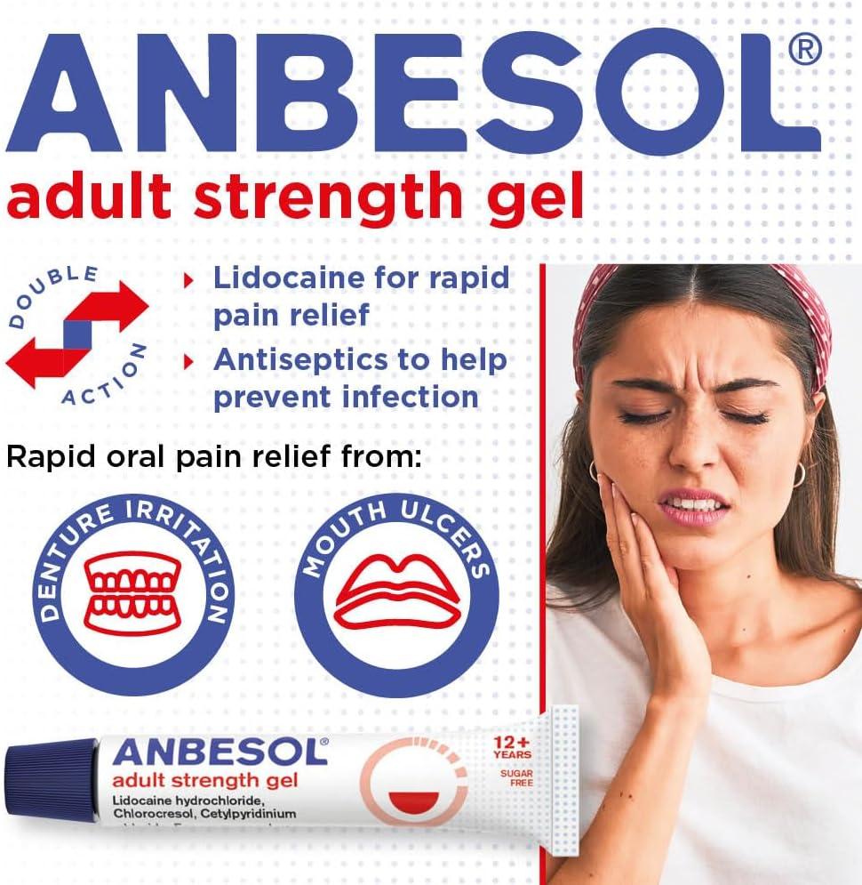 Anbesol Adult Strength Gel 10g - Effective Oral Pain Relief for Mouth ...