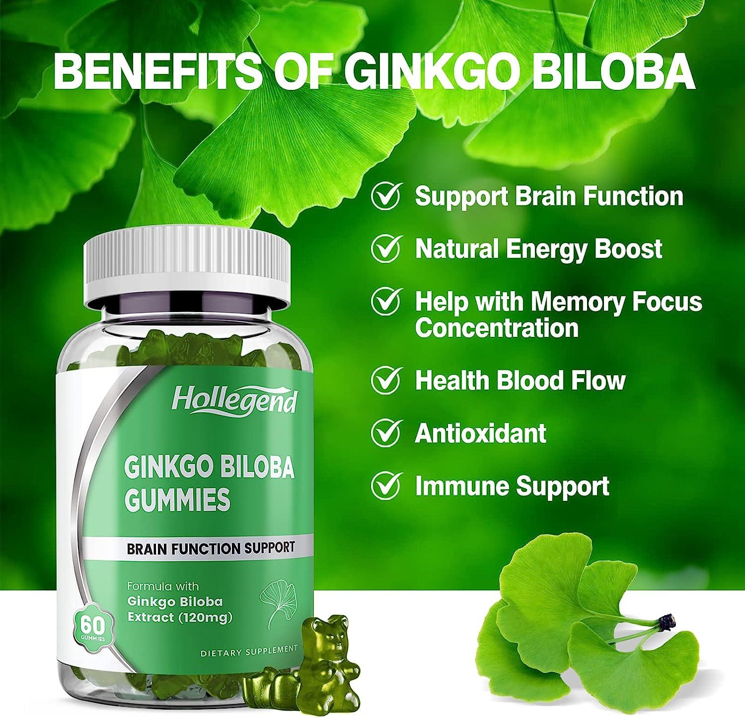 Organic Ginkgo Biloba 120mg Gummies | Brain Boost & Blood Circulation ...